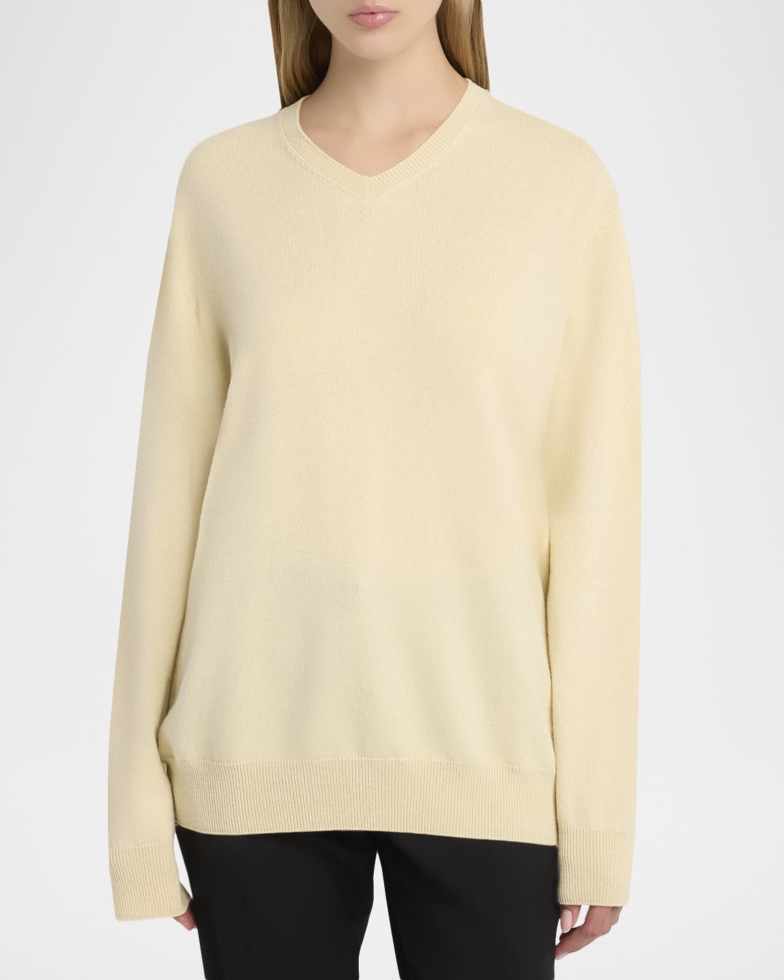 THE ROW Migeia V-Neck Cashmere Sweater | Neiman Marcus