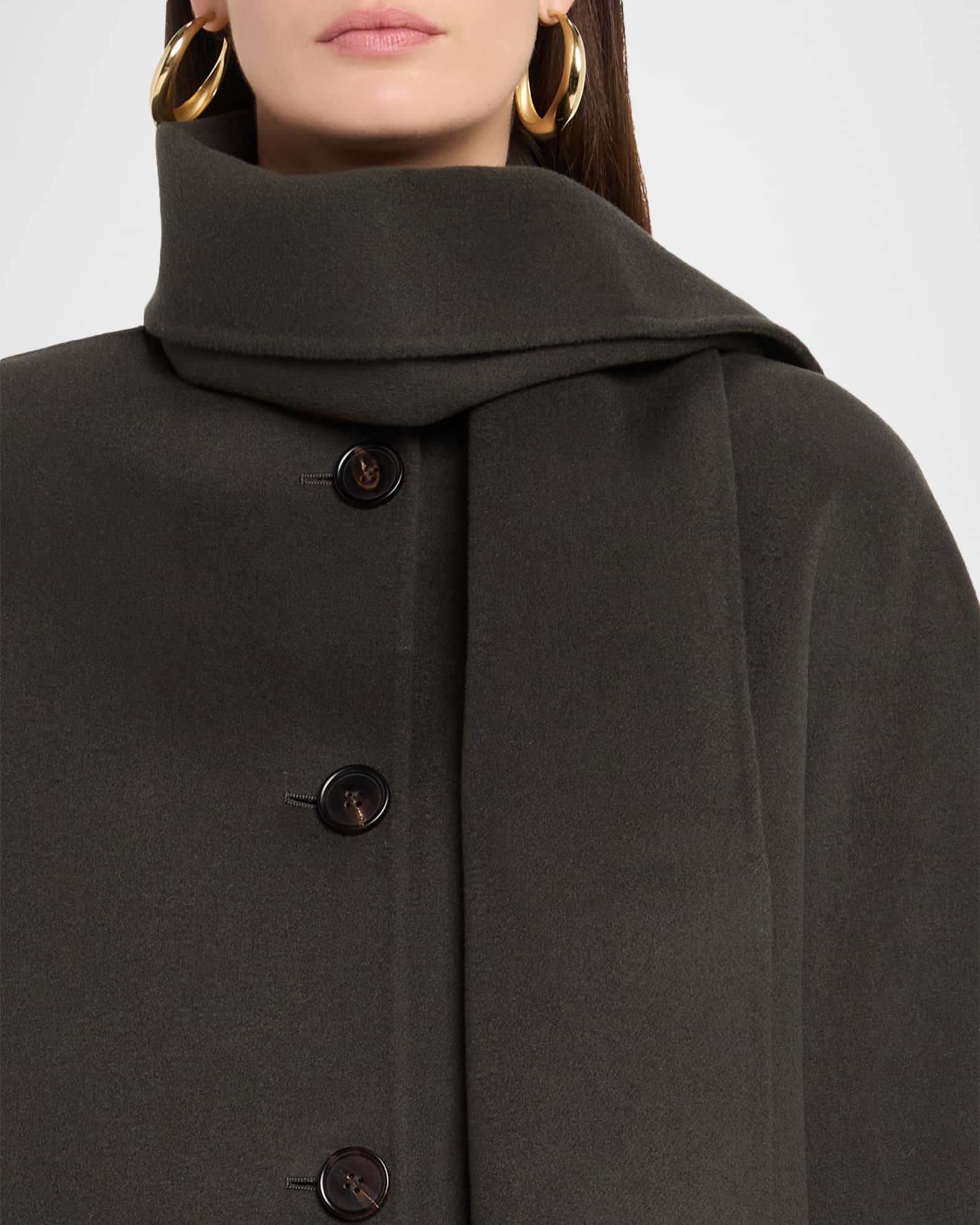 Max Mara Wool Cropped Jacket w/Scarf | Neiman Marcus