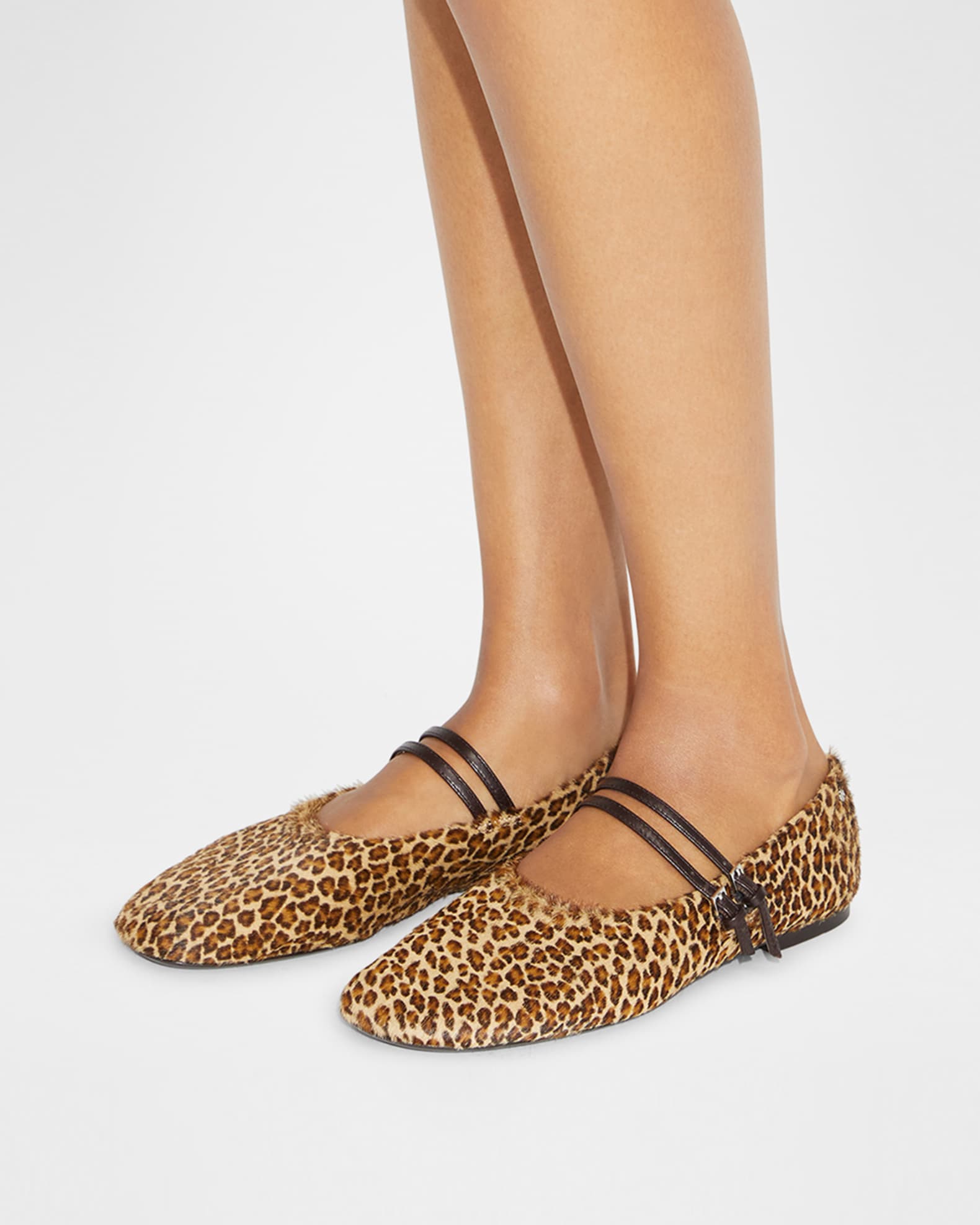Tory Burch Leopard Calf Hair Mary Jane Two-Band Ballet Flats | Neiman ...