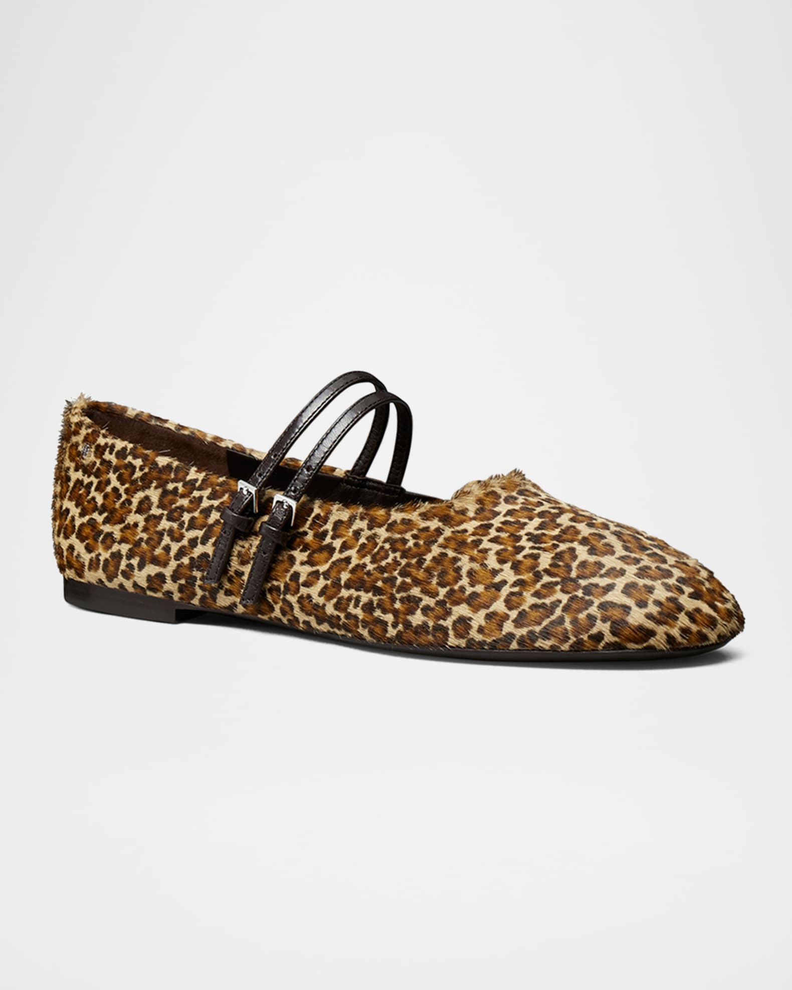 Tory Burch Leopard Calf Hair Mary Jane Two-Band Ballet Flats | Neiman ...