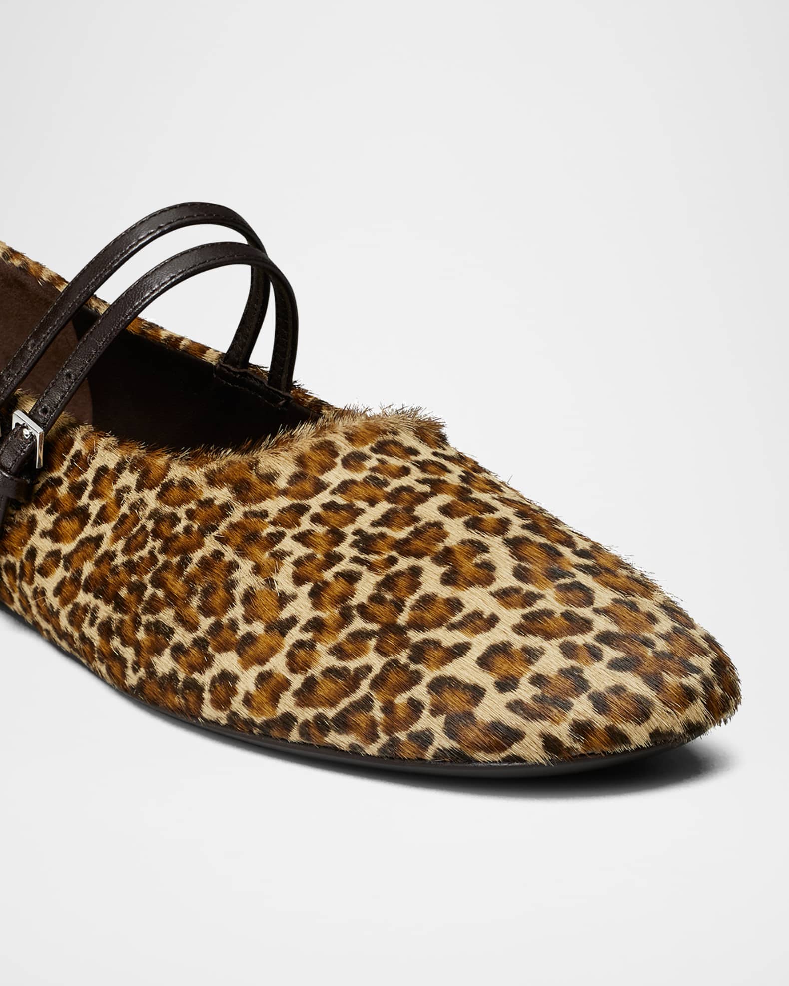 Tory Burch Leopard Calf Hair Mary Jane Two-Band Ballet Flats | Neiman ...