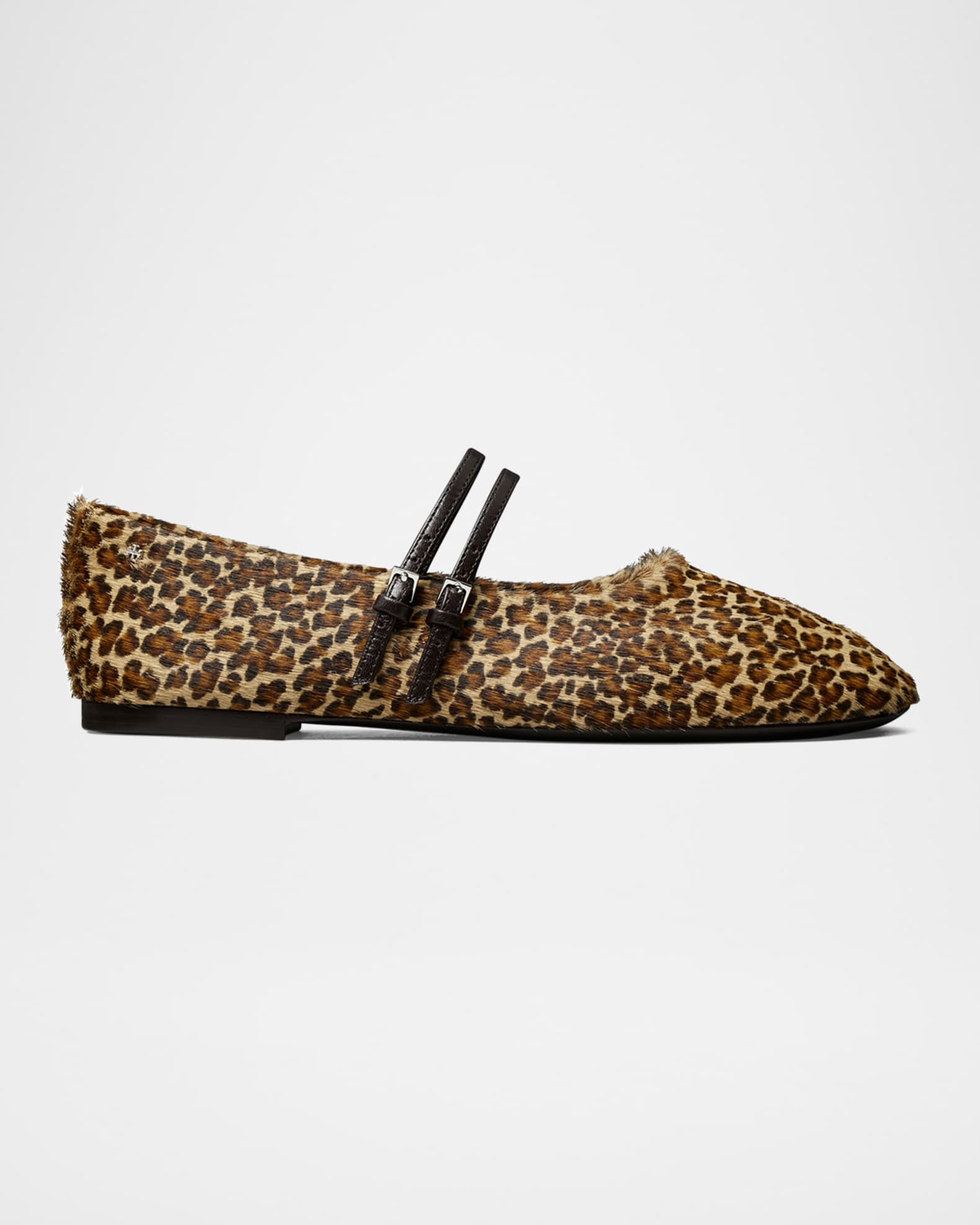 Tory Burch Leopard Calf Hair Mary Jane Two-Band Ballet Flats | Neiman ...