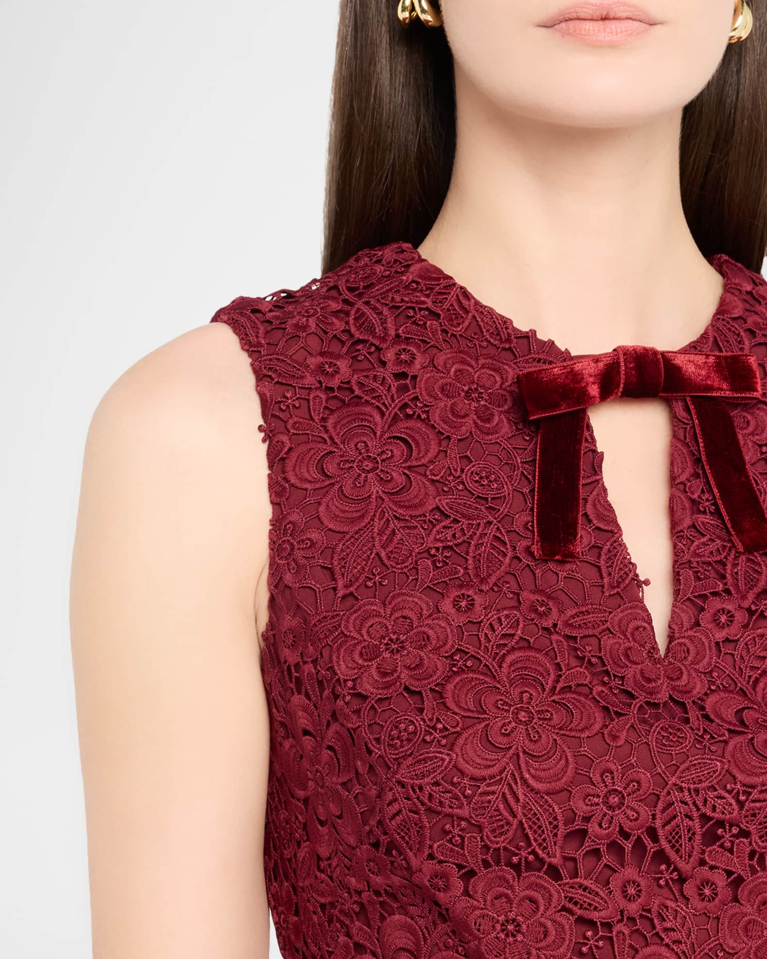Shoshanna Mandi Cutout Bow-Front Floral Lace Mini Dress | Neiman Marcus