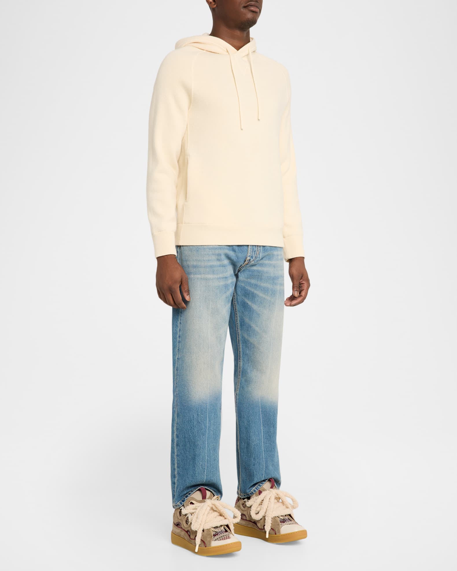 Lanvin Men's Curb Suede & Polyester Sneakers | Neiman Marcus