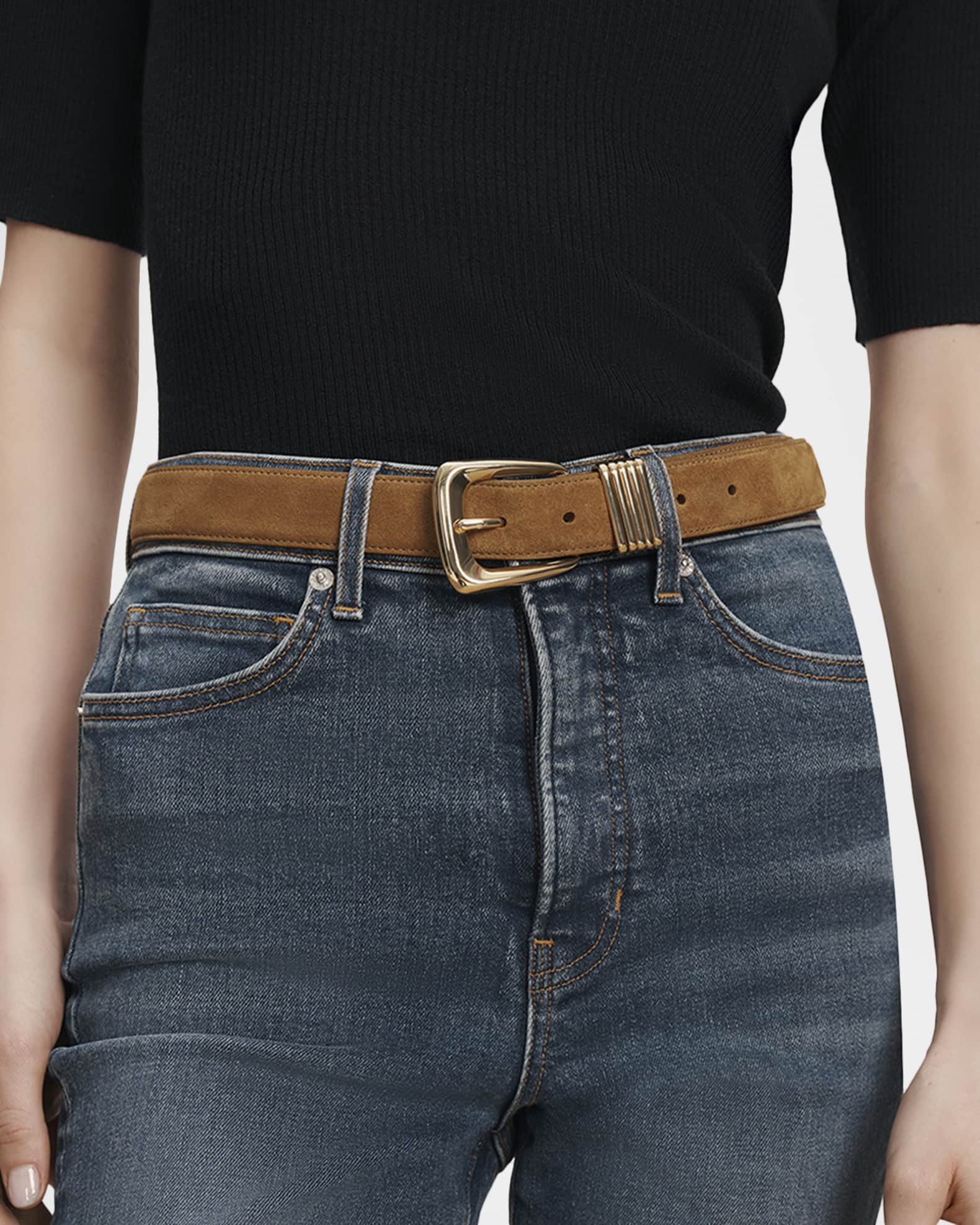 Veronica Beard Arch Suede Belt | Neiman Marcus
