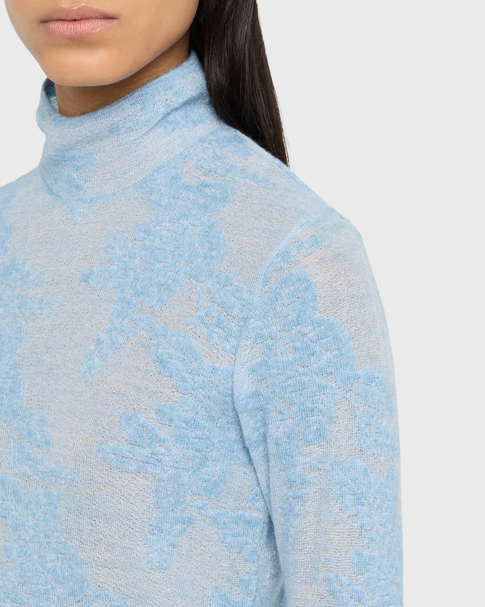 Ganni Sheer Floral Jacquard Turtleneck | Neiman Marcus
