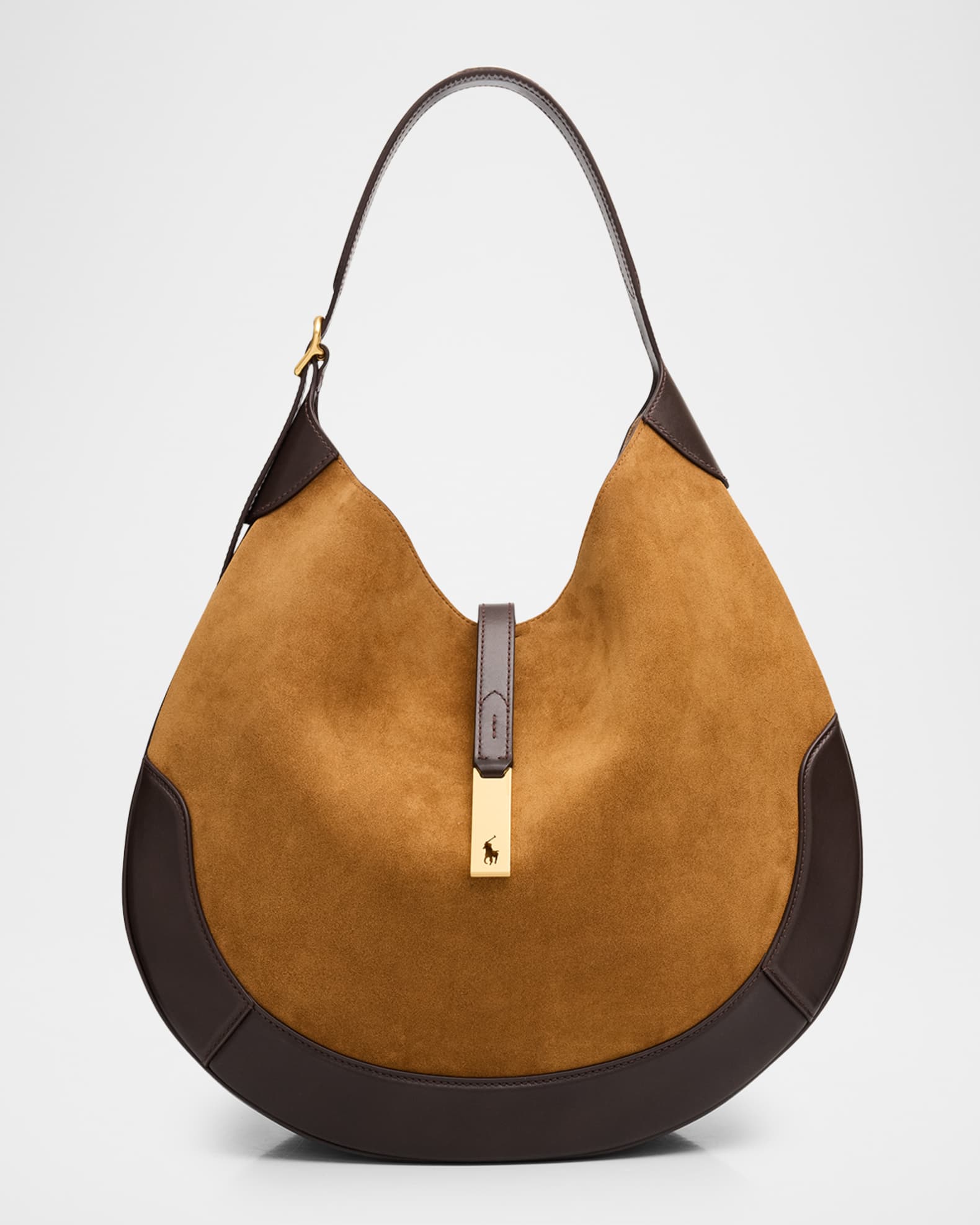 Polo Ralph Lauren Polo ID Suede Large Shoulder Bag | Neiman Marcus