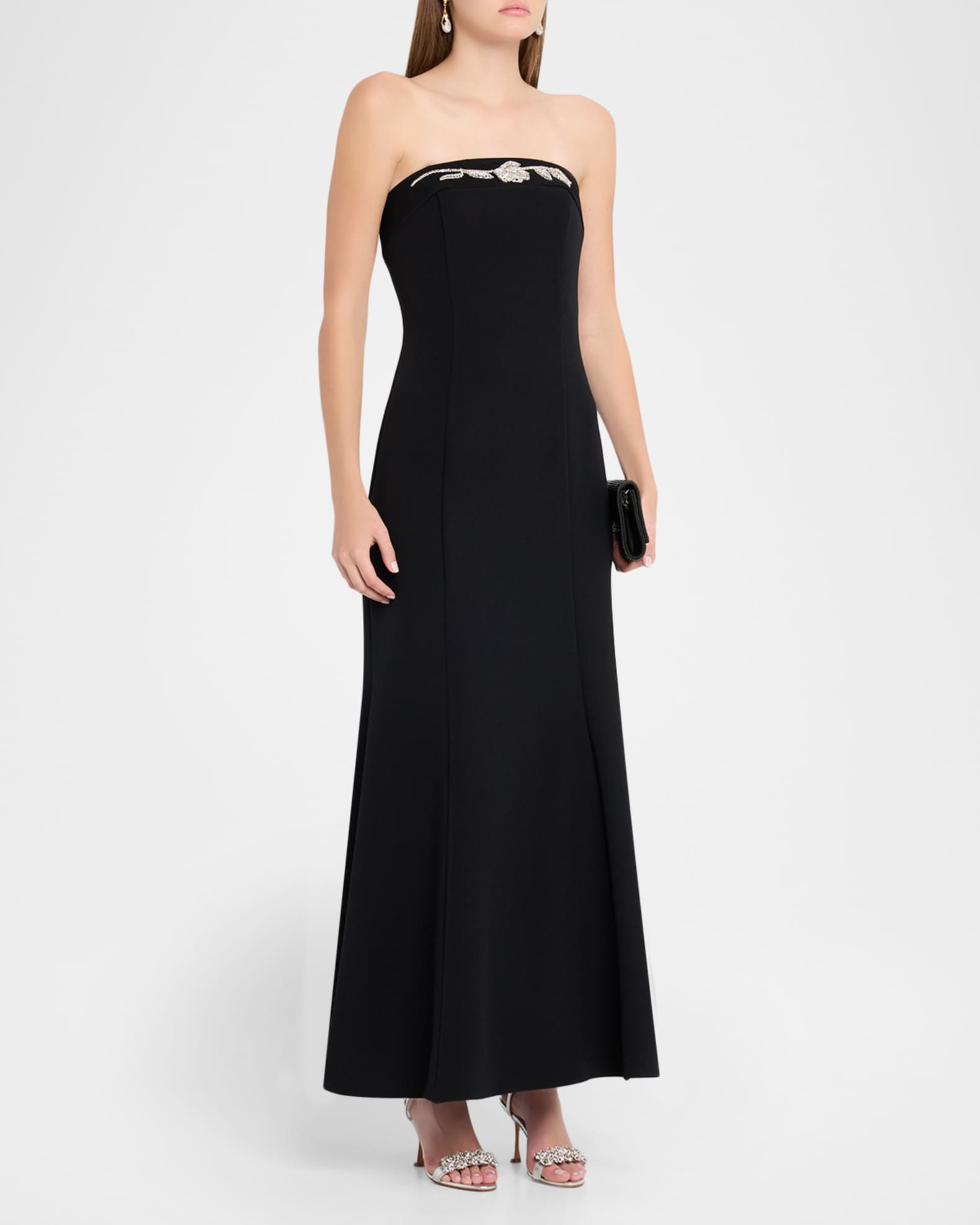 Shoshanna Phillippa Embellished Crepe Strapless Gown | Neiman Marcus