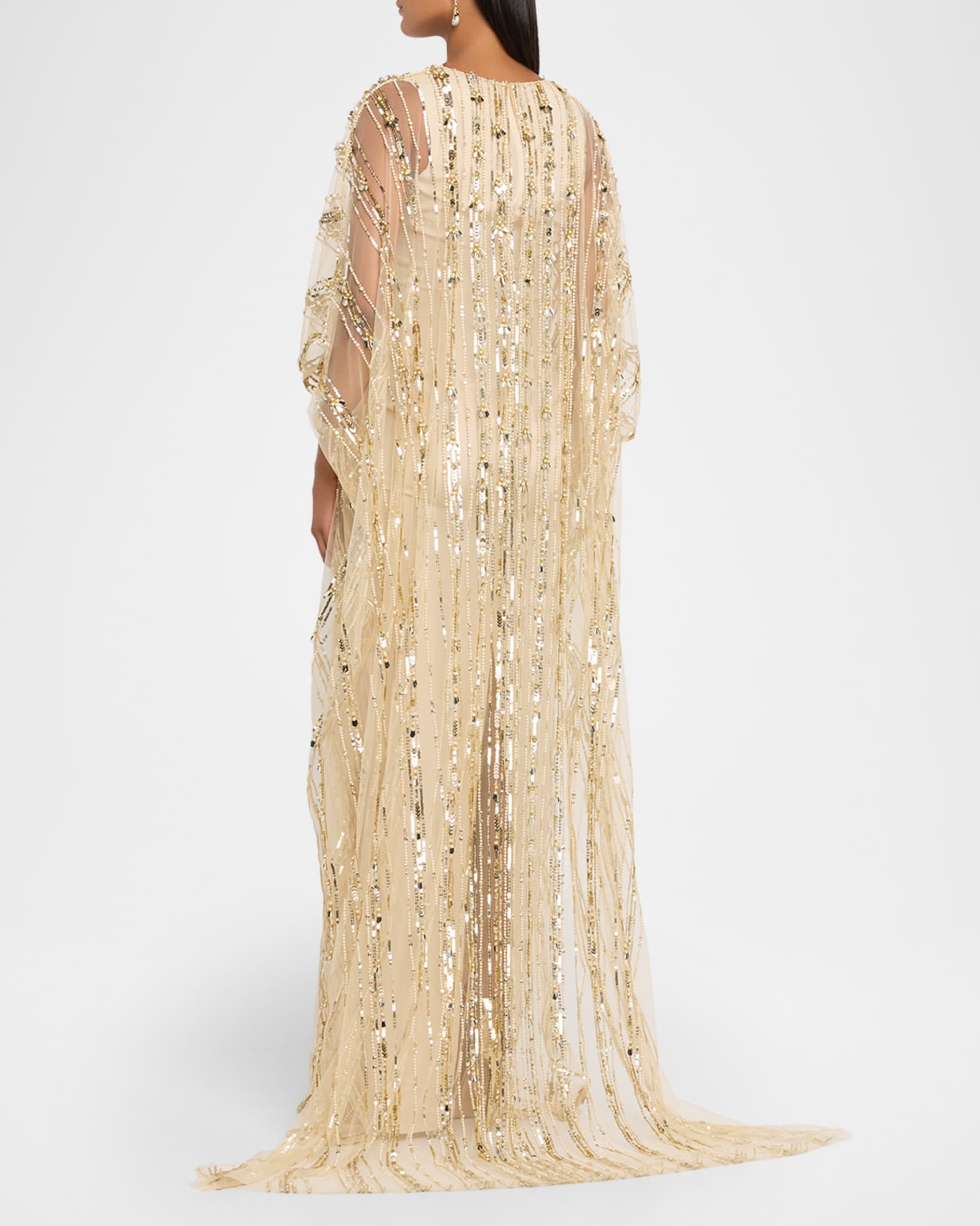 Pamella Roland Embroidered Tulle Caftan Gown | Neiman Marcus