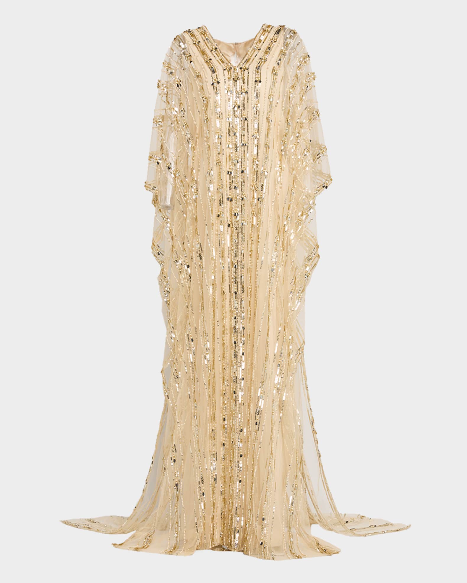 Pamella Roland Embroidered Tulle Caftan Gown | Neiman Marcus