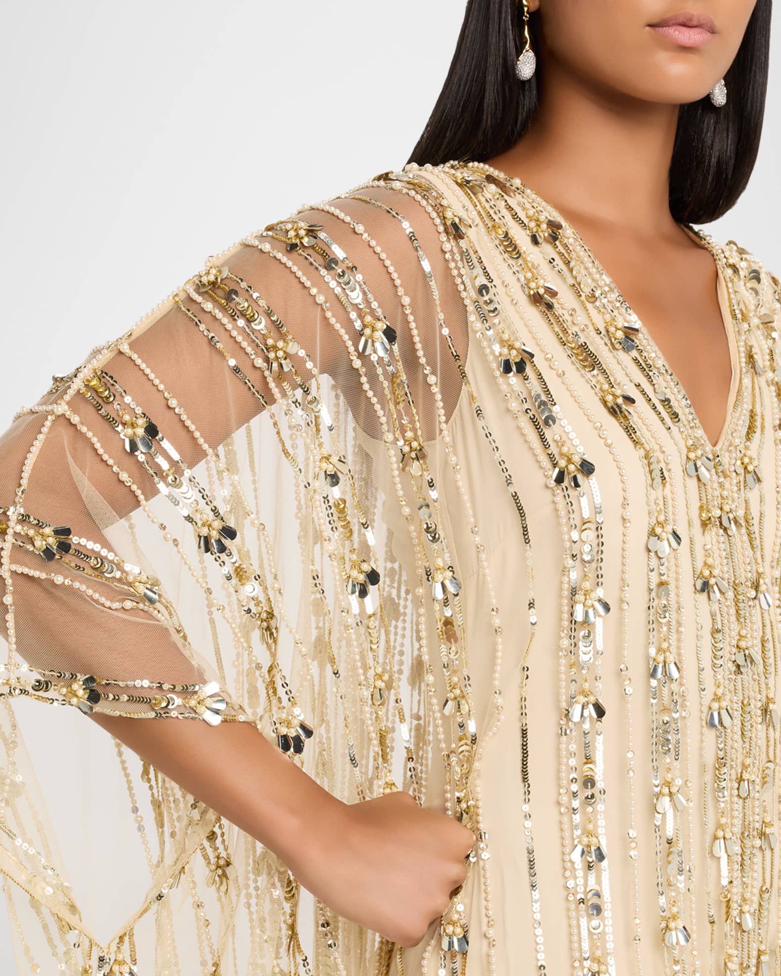 Pamella Roland Embroidered Tulle Caftan Gown | Neiman Marcus