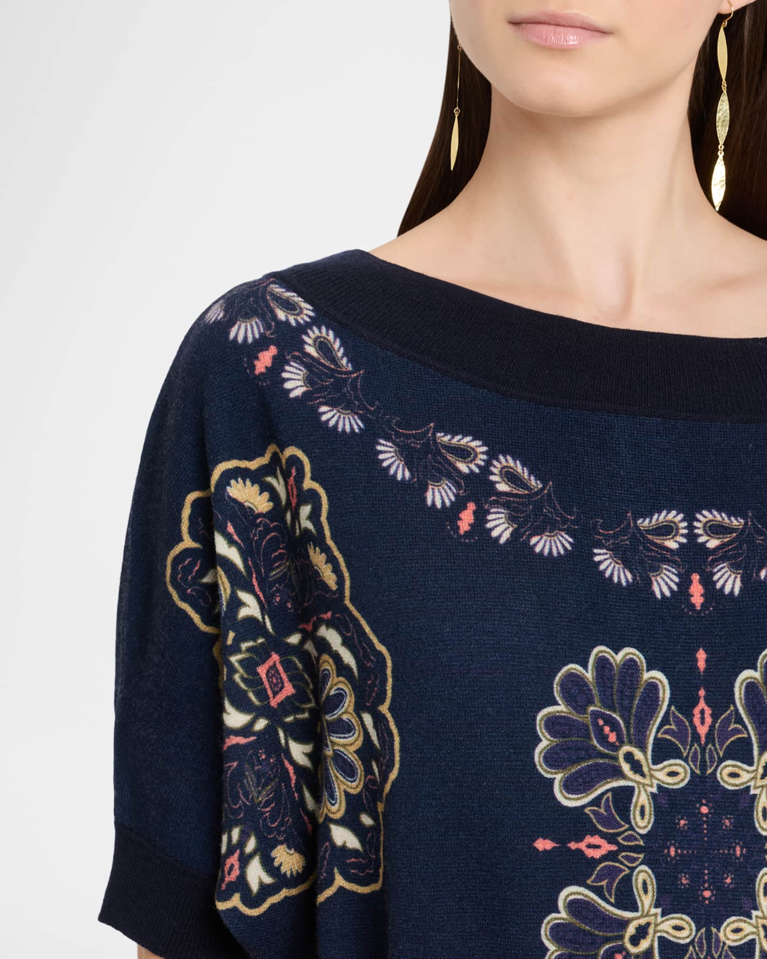 Figue Kristi Medallion-Print Wool-Cashmere Midi Sweater Dress | Neiman ...