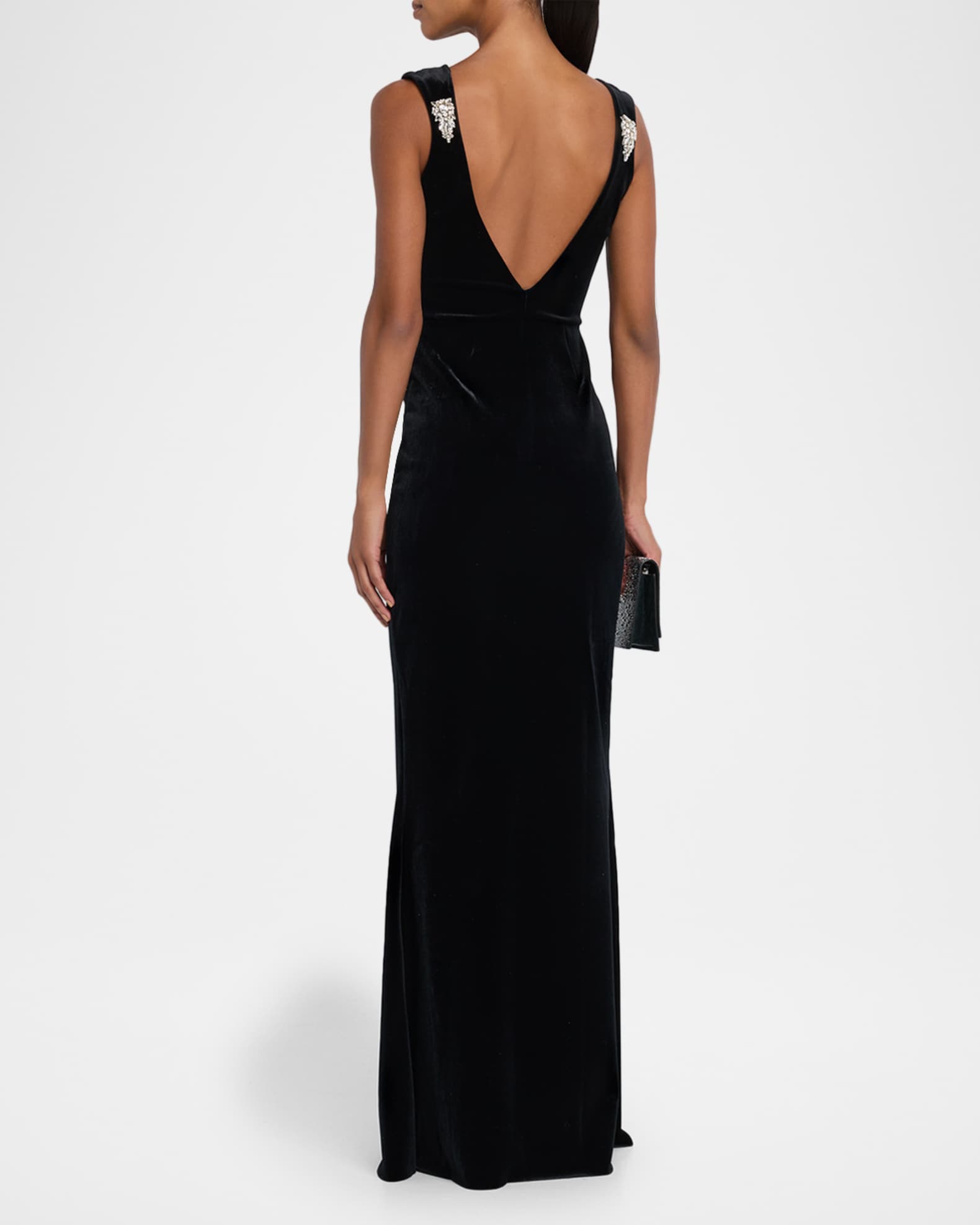 Chiara Boni La Petite Robe Nima Low-Back Velvet Mermaid Gown | Neiman Marcus