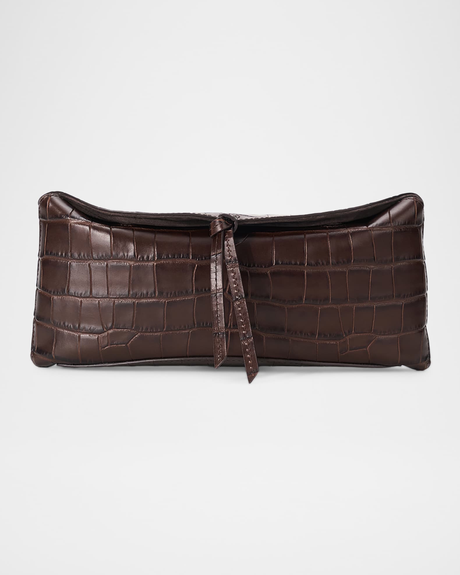 STAUD Eve Croc-Embossed Leather Clutch Bag | Neiman Marcus