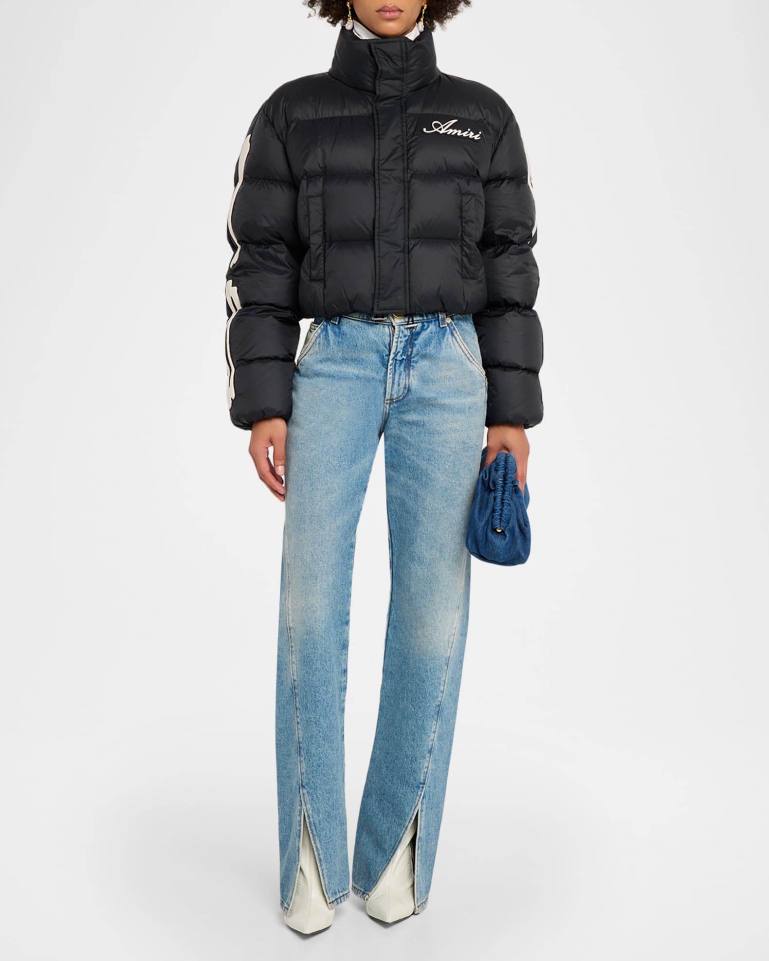 Amiri Bones Patch Crop Puffer Jacket | Neiman Marcus