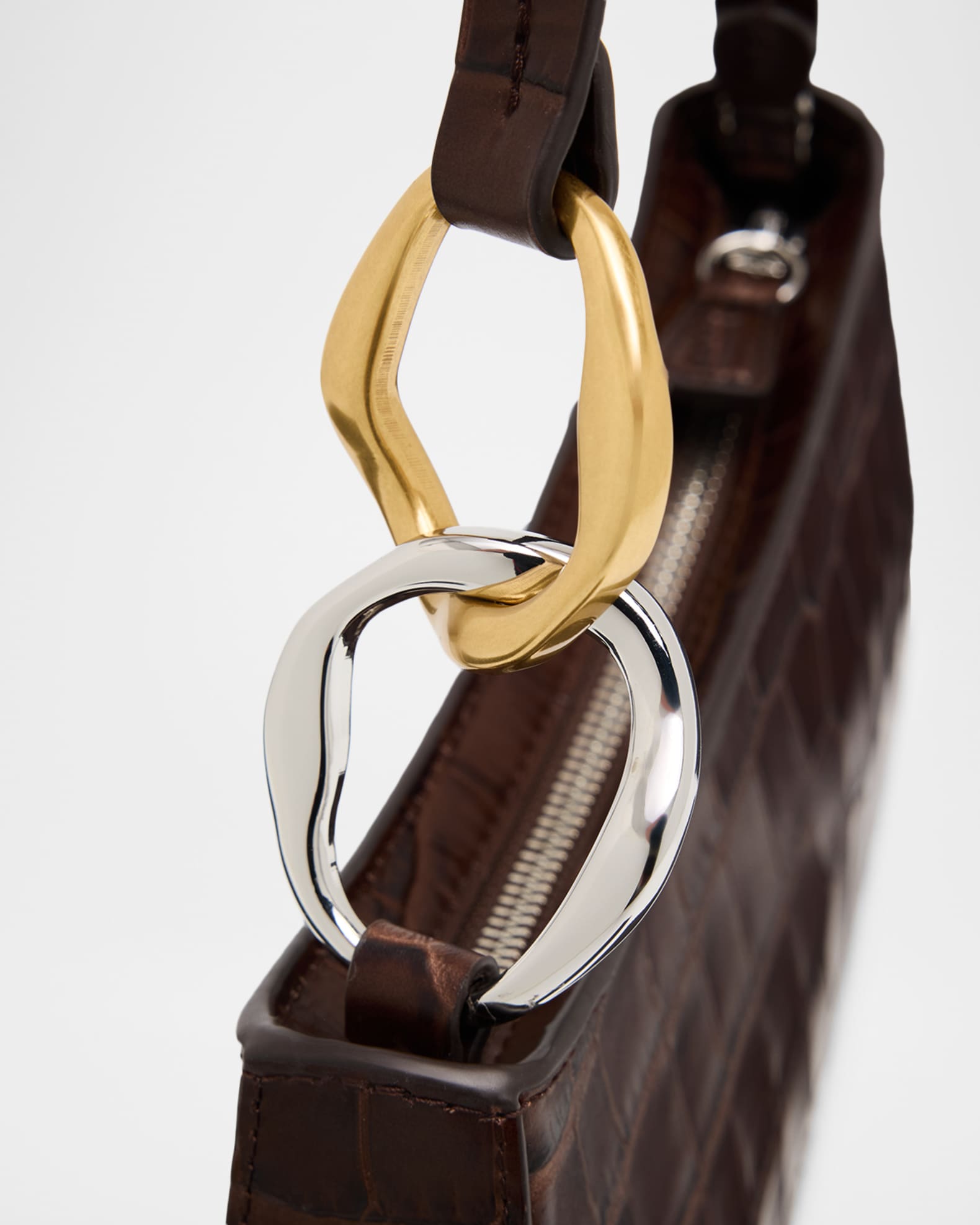 STAUD Ollie Croc-Embossed Leather Shoulder Bag | Neiman Marcus