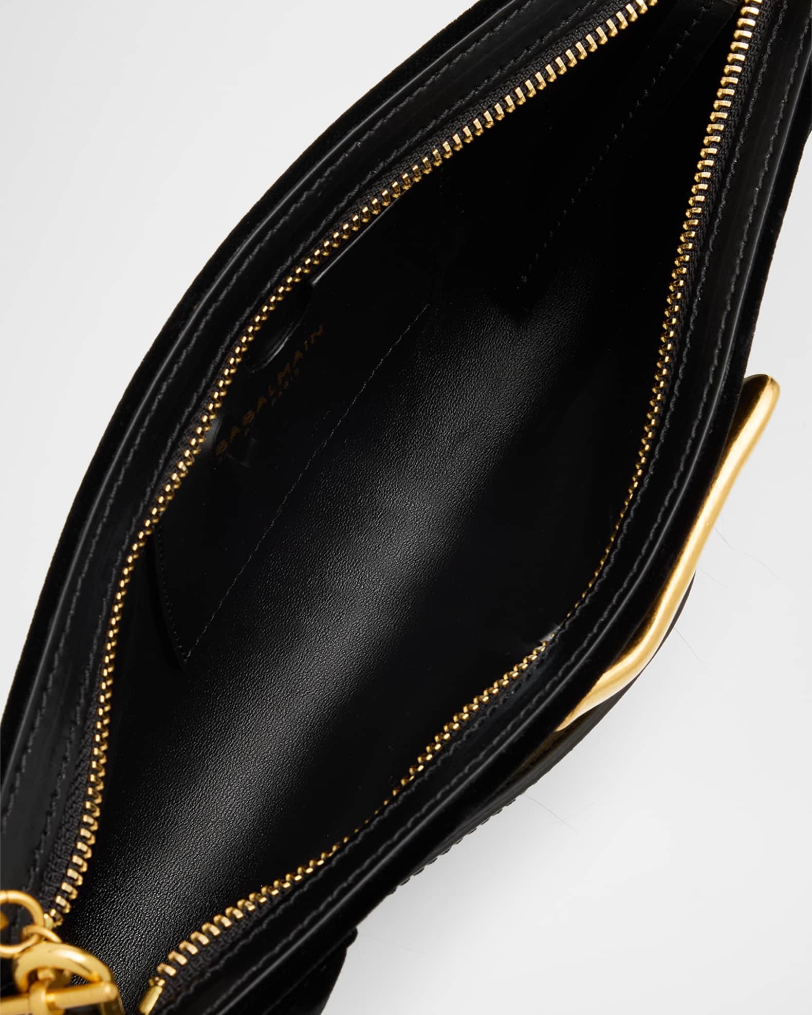 Balmain Anthem Belted Velvet Clutch Bag | Neiman Marcus