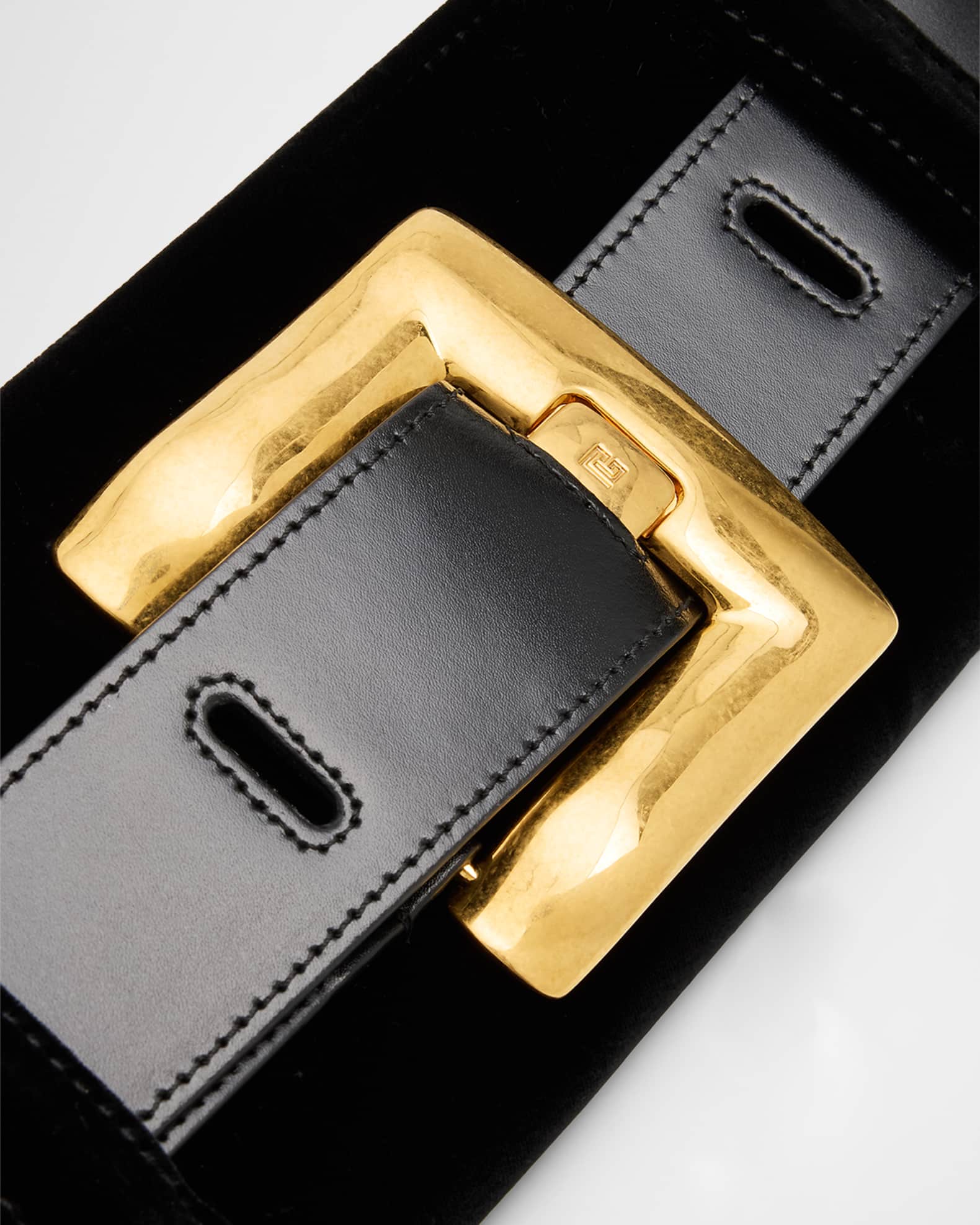 Balmain Anthem Belted Velvet Clutch Bag | Neiman Marcus