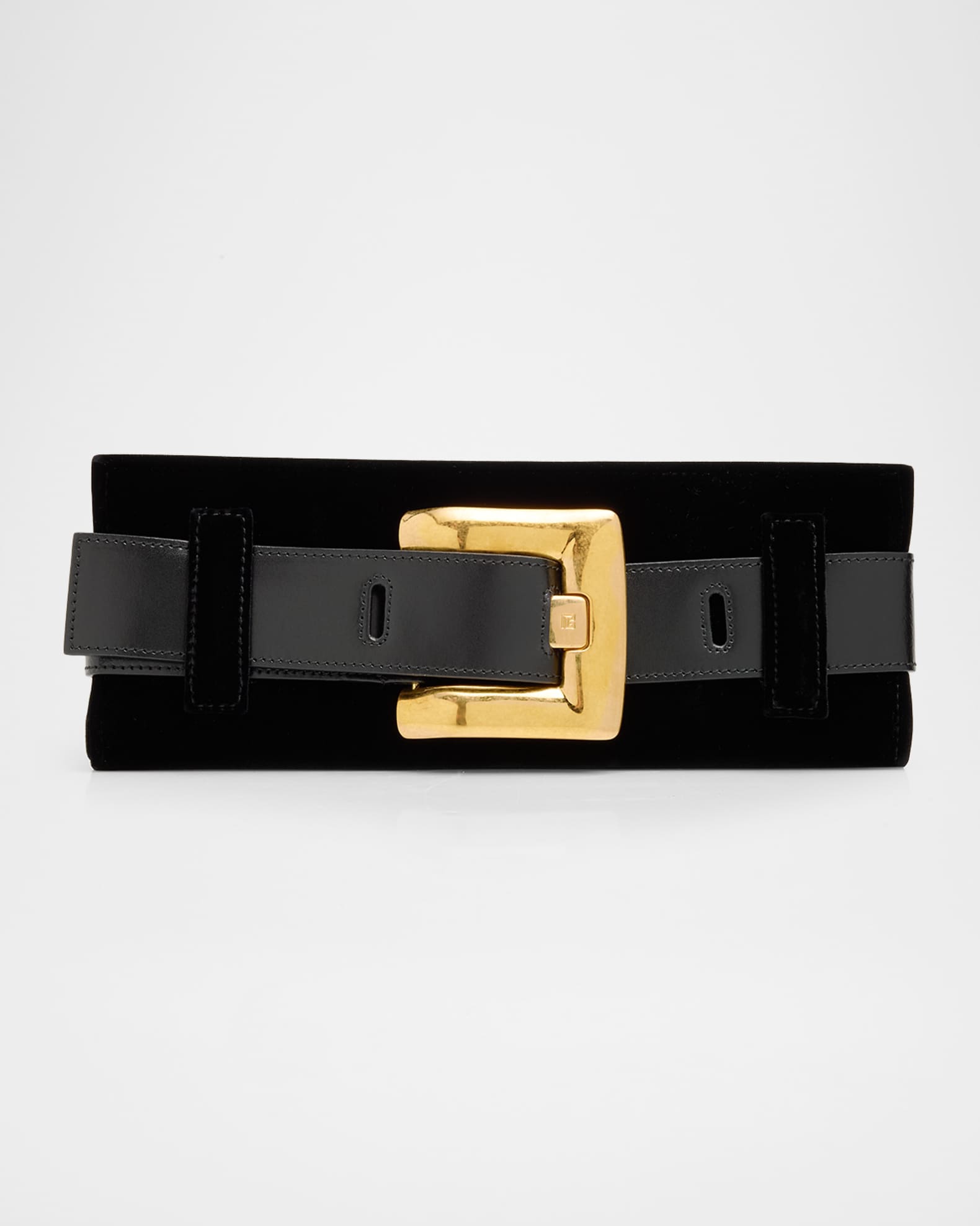 Balmain Anthem Belted Velvet Clutch Bag | Neiman Marcus
