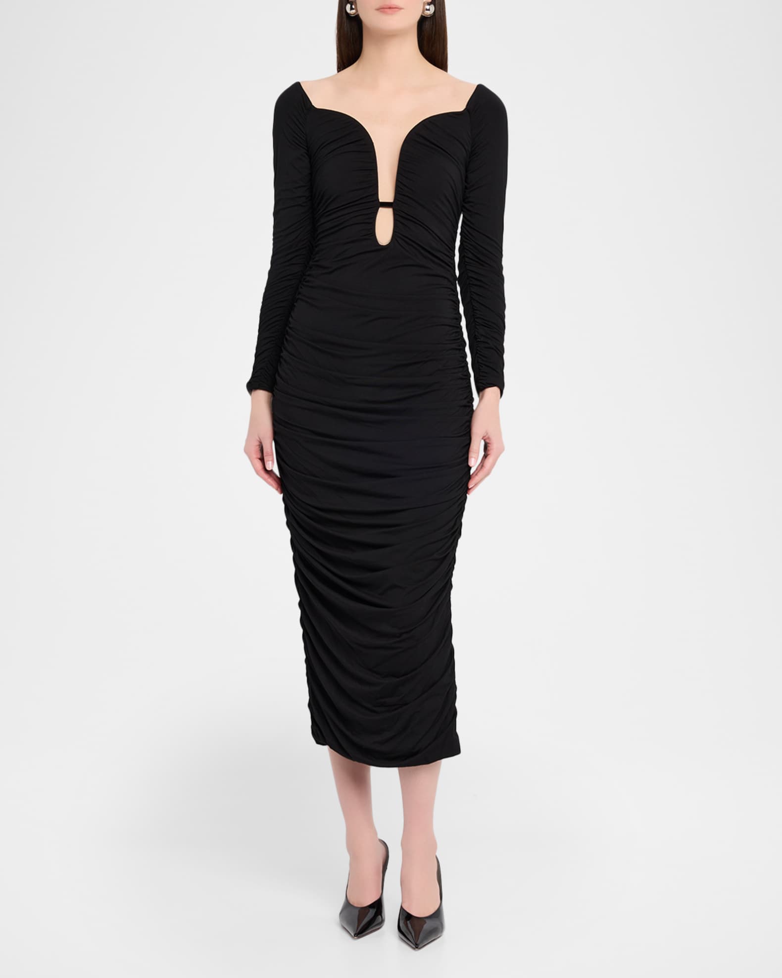 Sans Faff Wren Long-Sleeve Ruched Midi Dress | Neiman Marcus