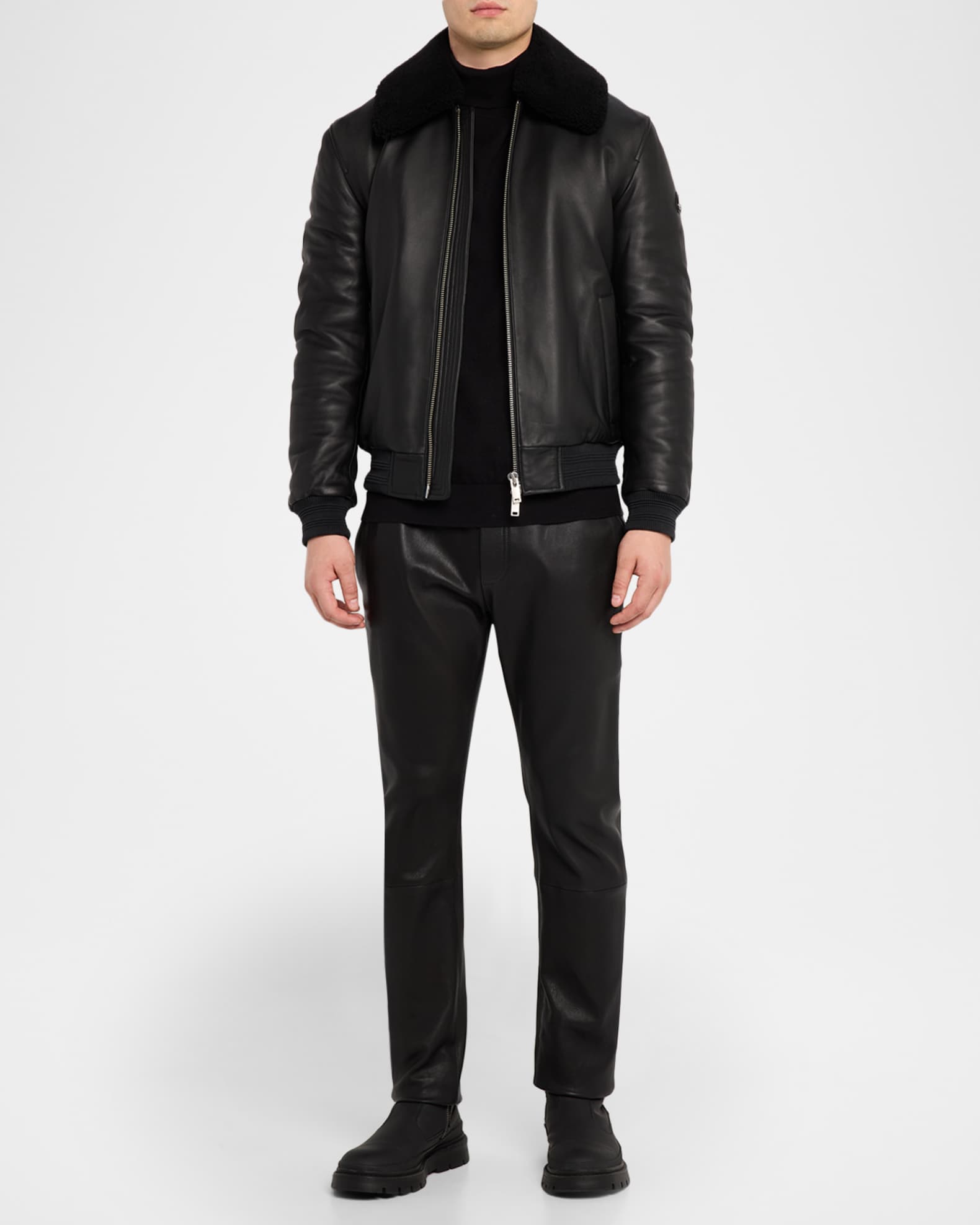 Moose Knuckles Men's Toba Bomber Jacket with Shearling Collar | Neiman ...