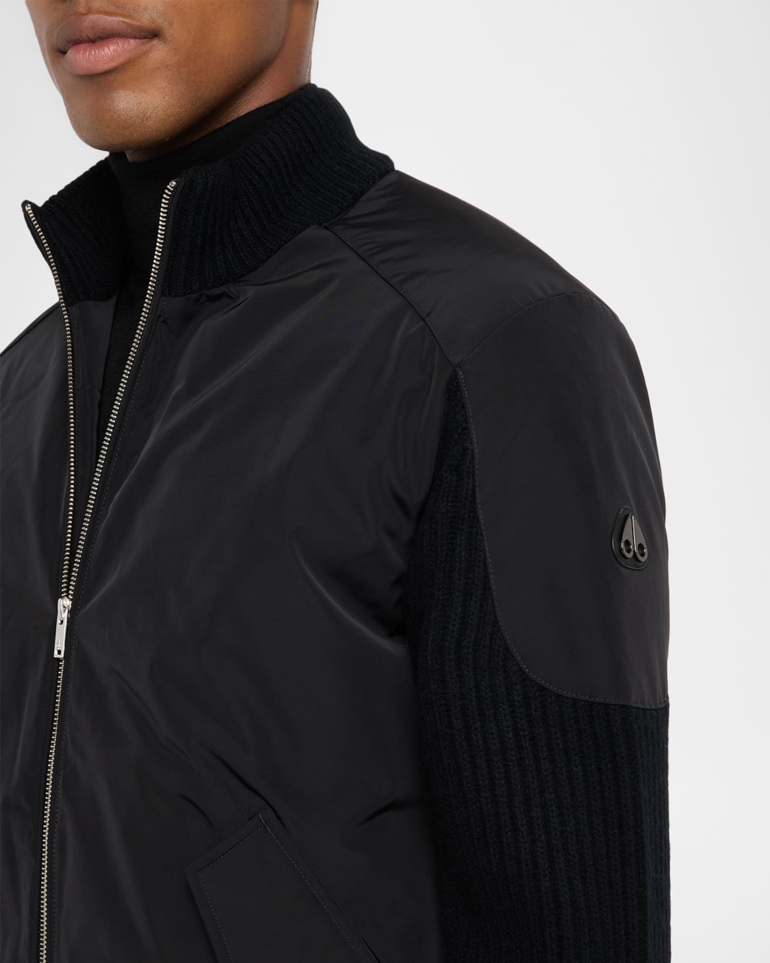 Moose Knuckles Men's Magnus Knit Hybrid Bomber Jacket | Neiman Marcus