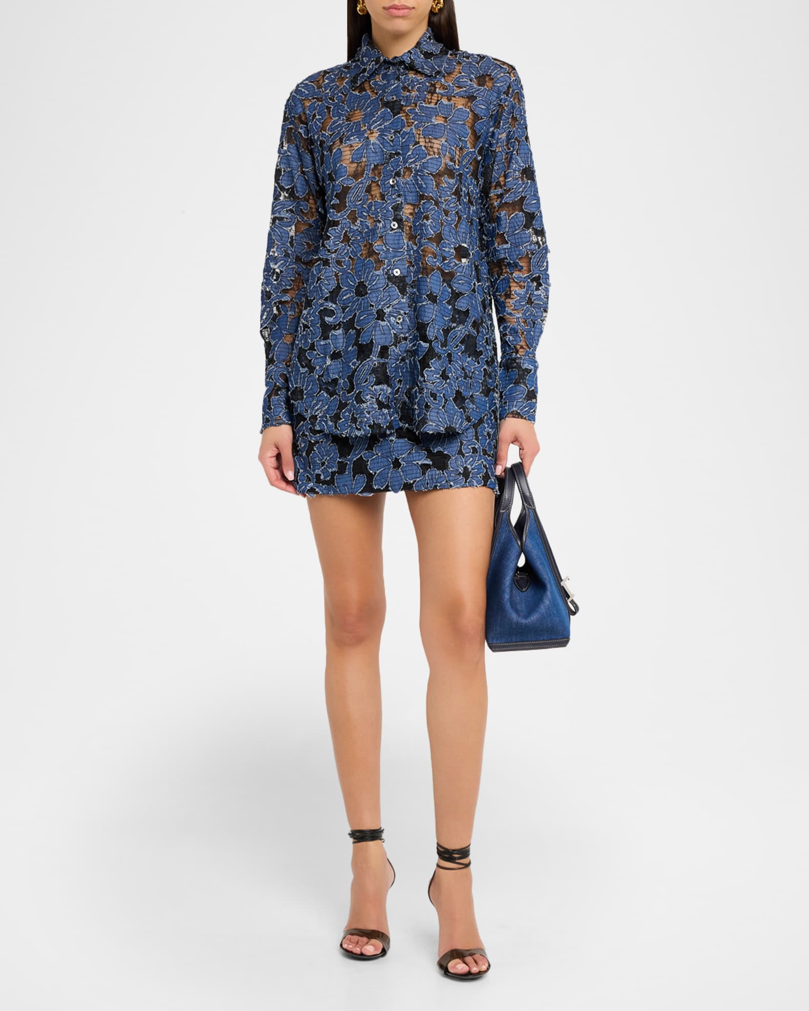 JBQ Adrienne Floral Lace Mini Skirt | Neiman Marcus