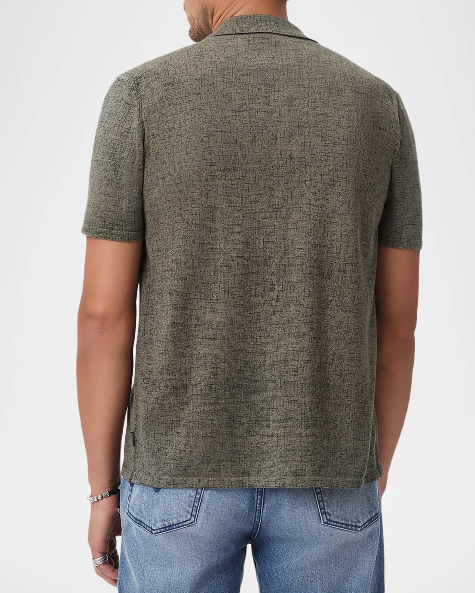 John Varvatos Men's Nayeem Organic Cotton Etched Camp Shirt | Neiman Marcus