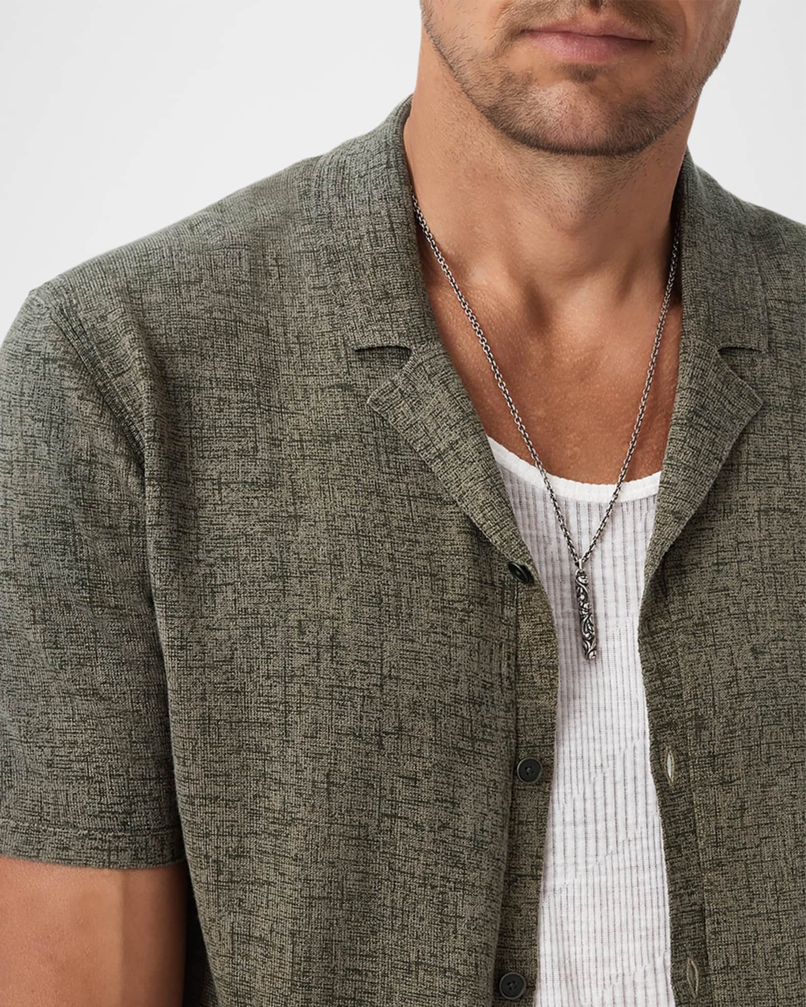 John Varvatos Men's Nayeem Organic Cotton Etched Camp Shirt | Neiman Marcus