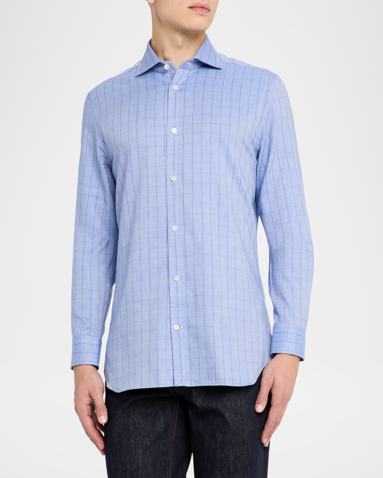 dunhill Men's Giza Cotton and Cashmere Tattersall Check Sport Shirt ...
