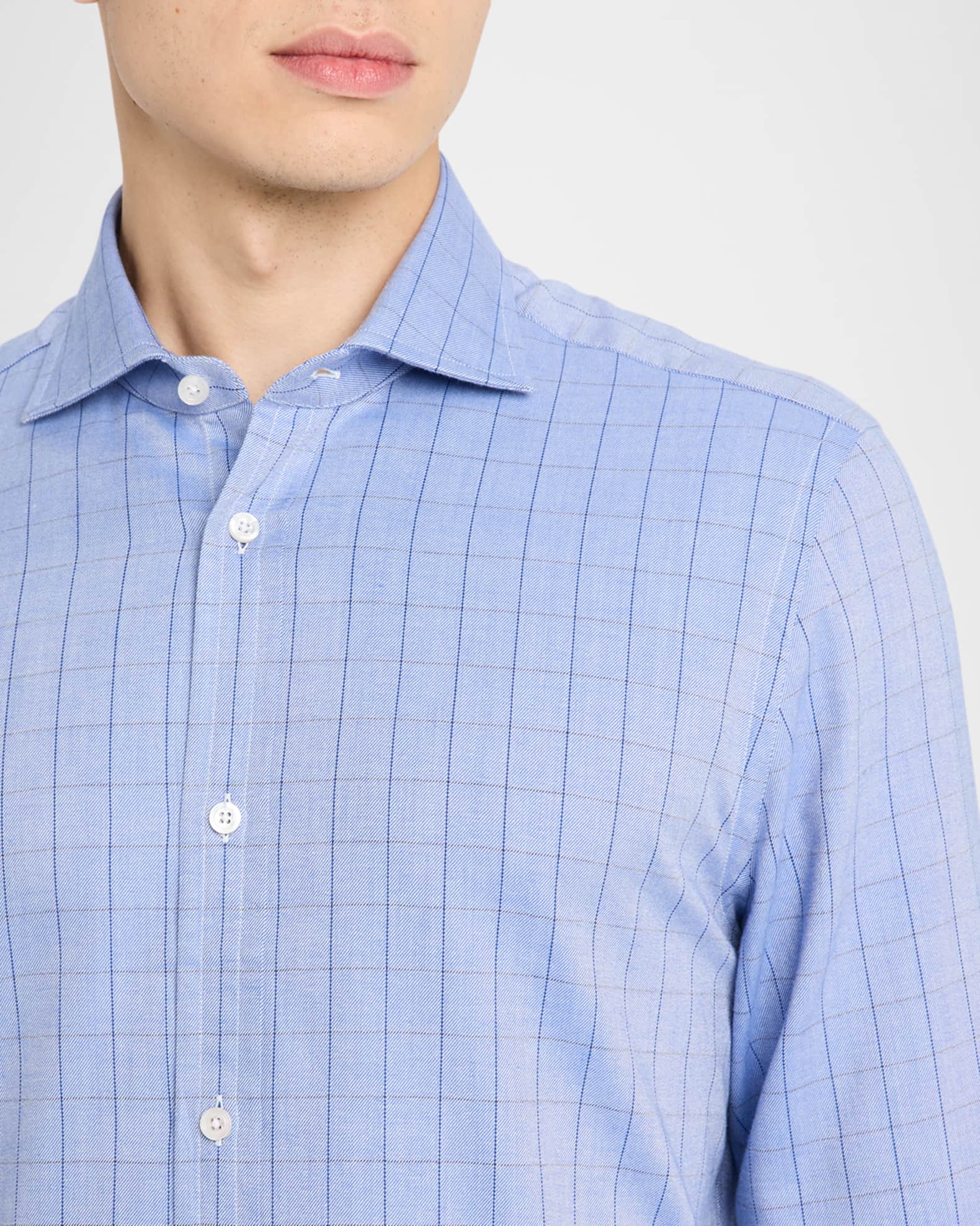 dunhill Men's Giza Cotton and Cashmere Tattersall Check Sport Shirt ...