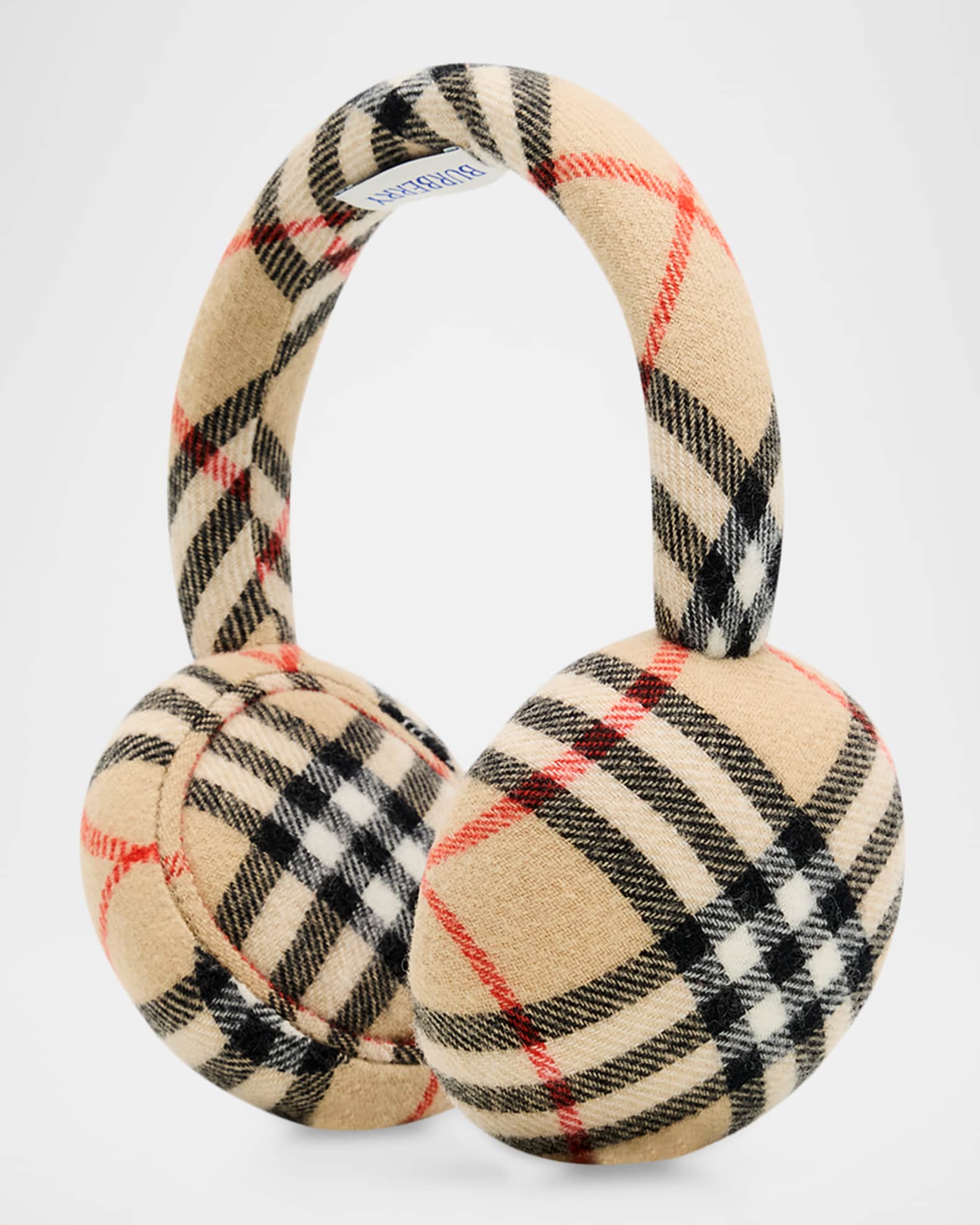 Burberry Wool Cashmere Check Earmuffs | Neiman Marcus