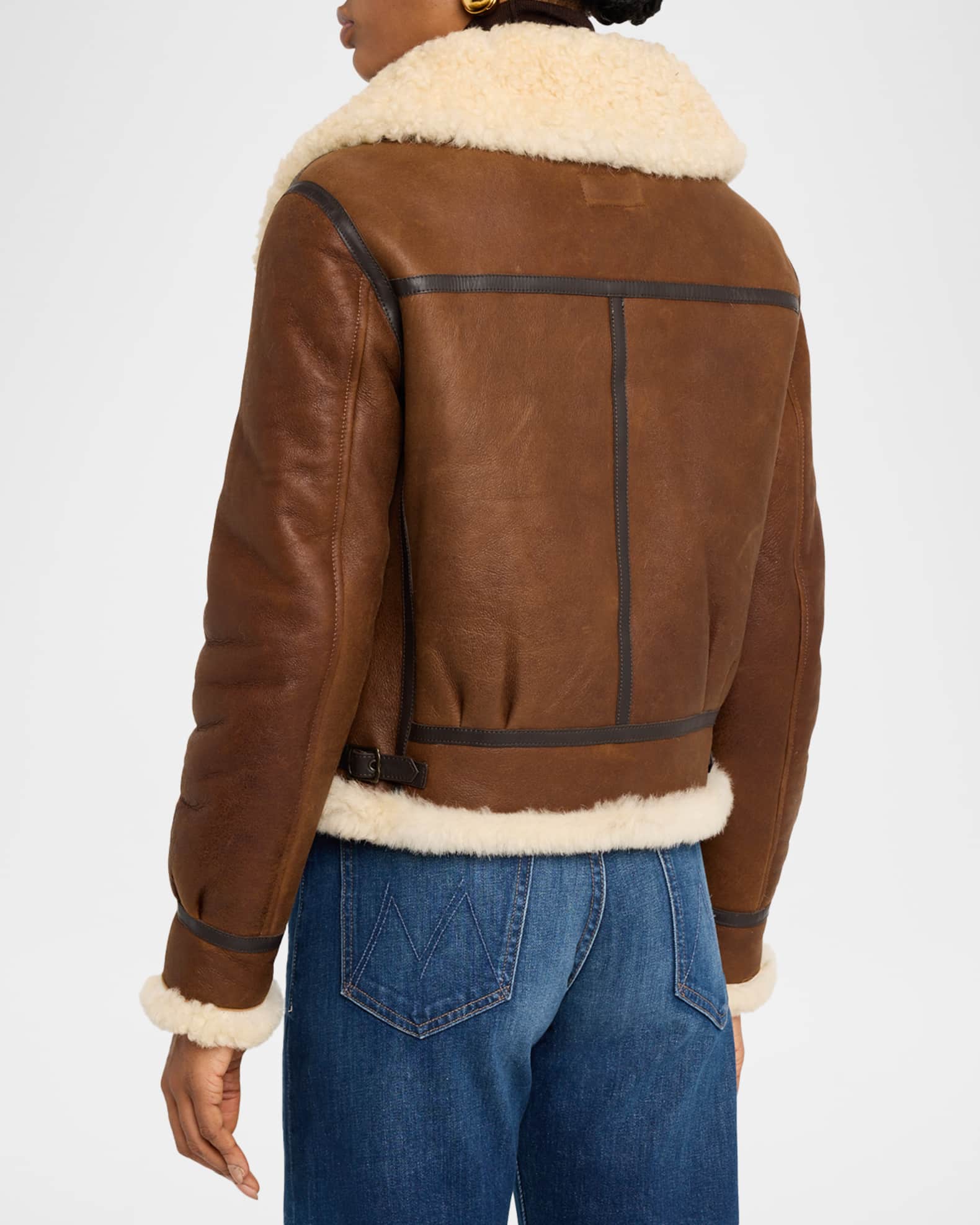 Polo Ralph Lauren Zip-Front Shearling Flight Jacket | Neiman Marcus
