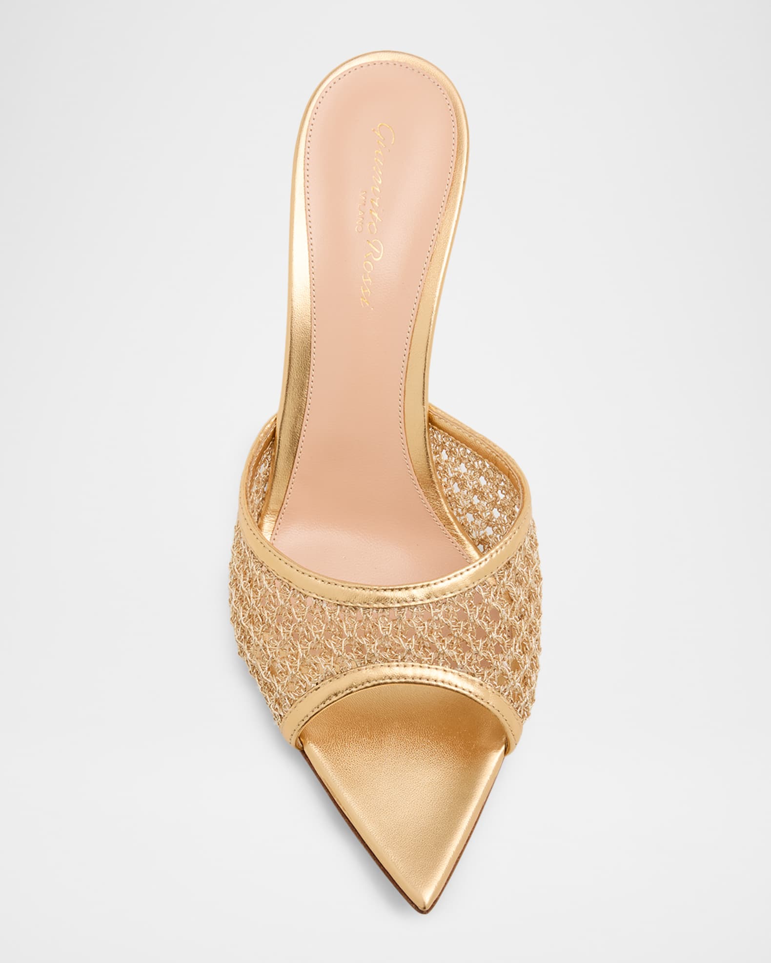 Gianvito Rossi Sienna Metallic Knit Mule Sandals | Neiman Marcus