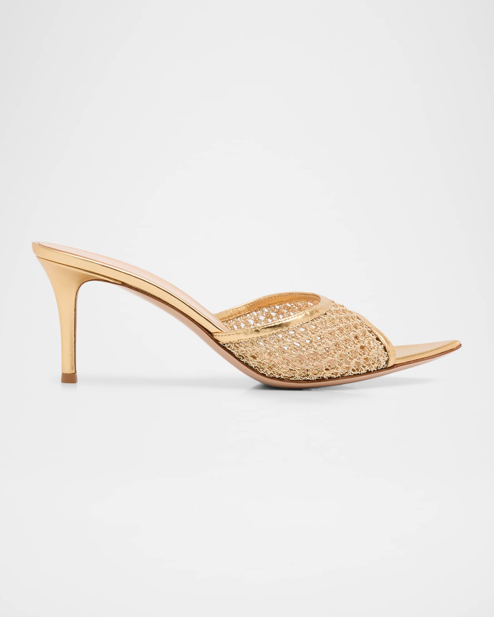 Gianvito Rossi Sienna Metallic Knit Mule Sandals | Neiman Marcus