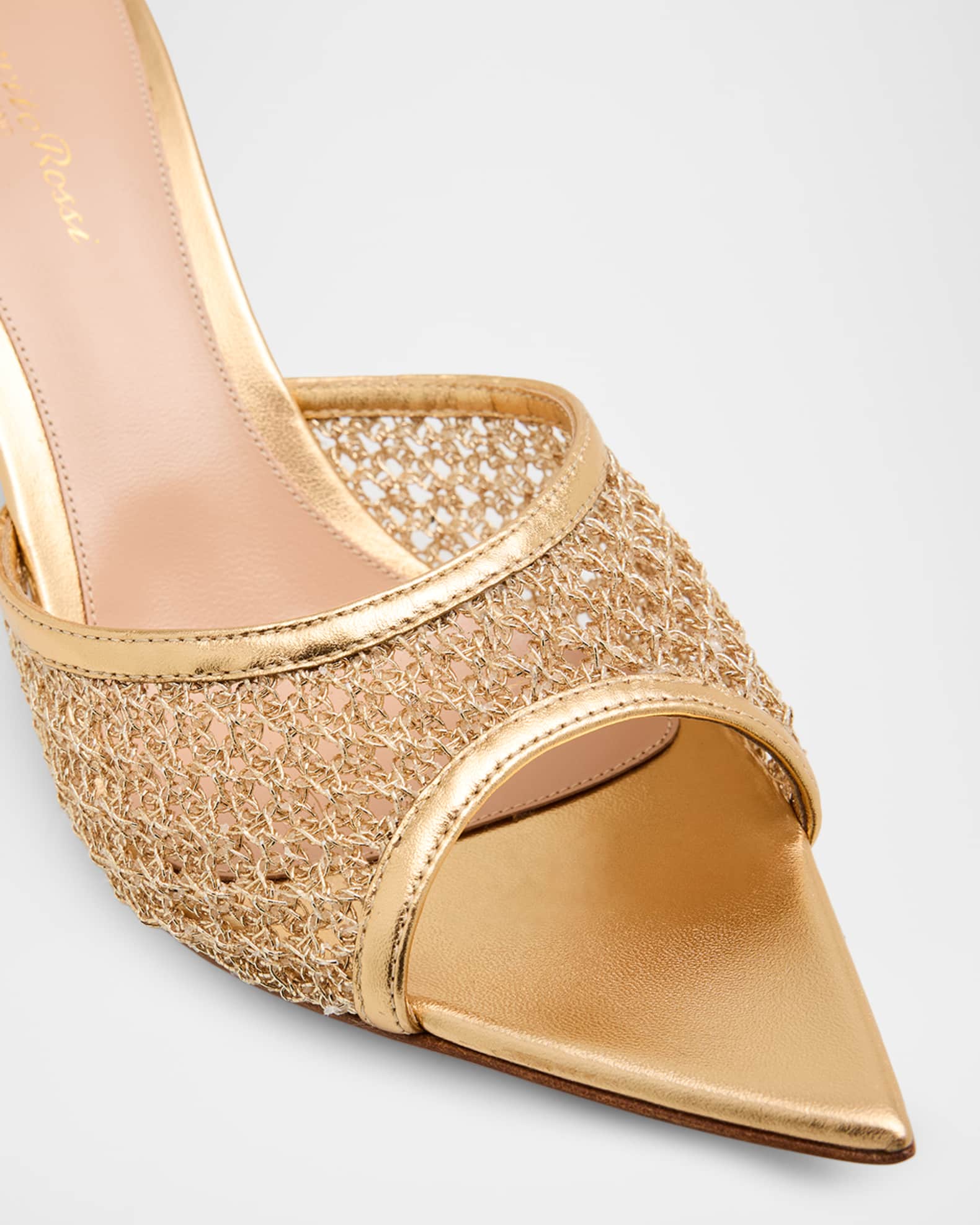 Gianvito Rossi Sienna Metallic Knit Mule Sandals | Neiman Marcus