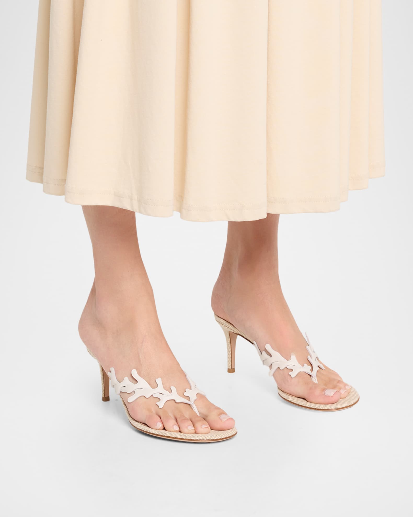 Gianvito Rossi Coral Nappa Leather Slide Thong Sandals | Neiman Marcus