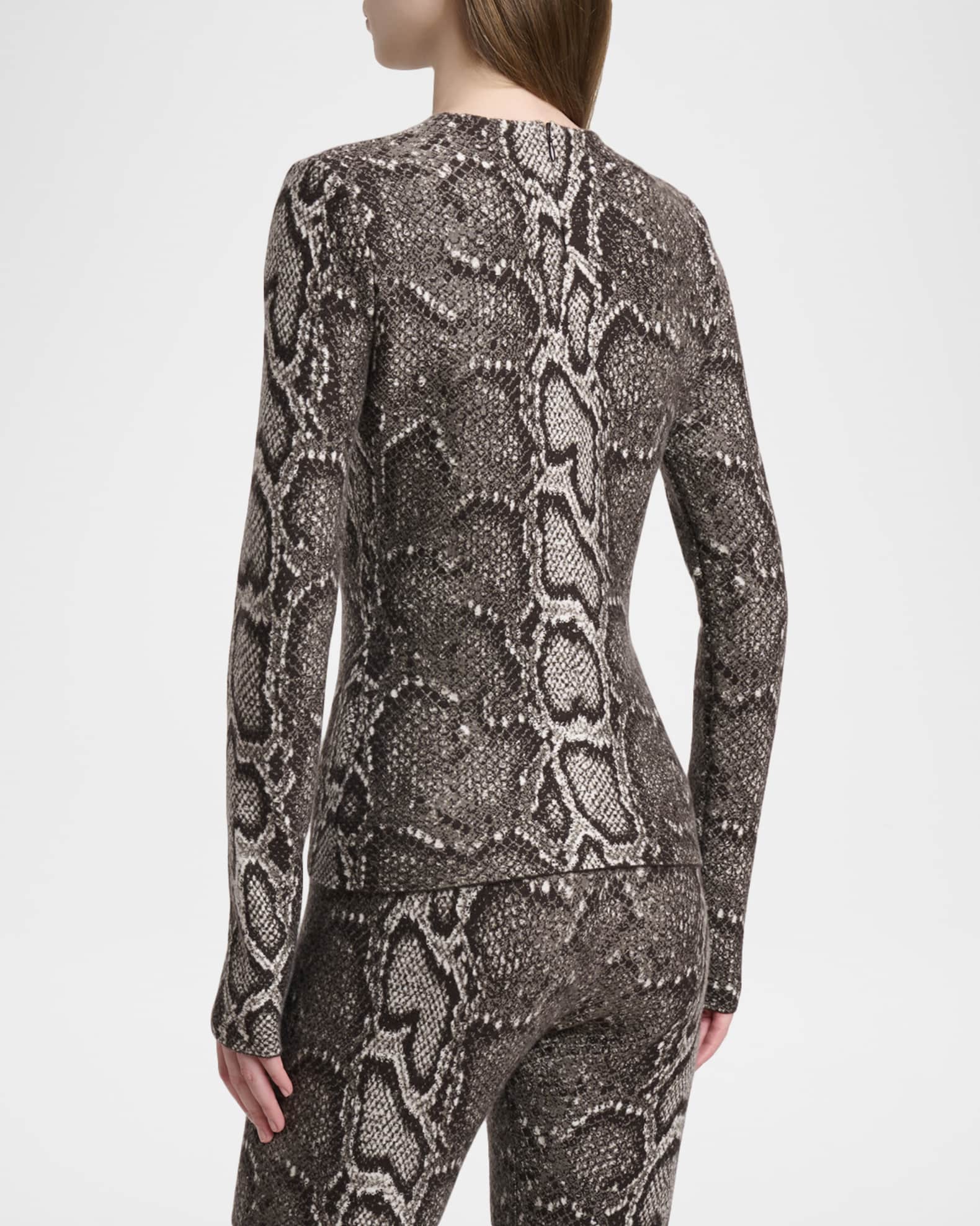 Gabriela Hearst Asha Long Sleeve Python-Print Top | Neiman Marcus