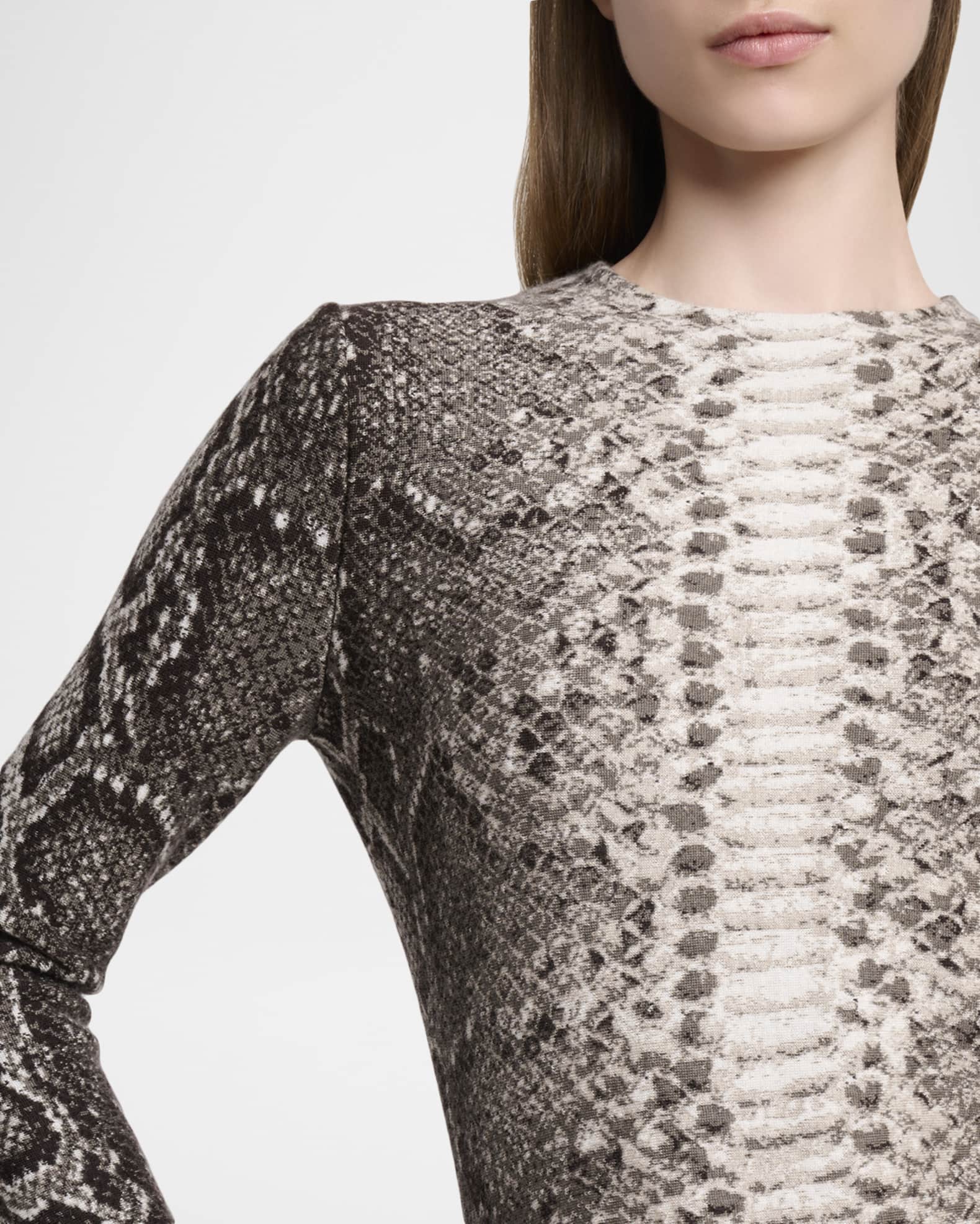 Gabriela Hearst Asha Long Sleeve Python-Print Top | Neiman Marcus