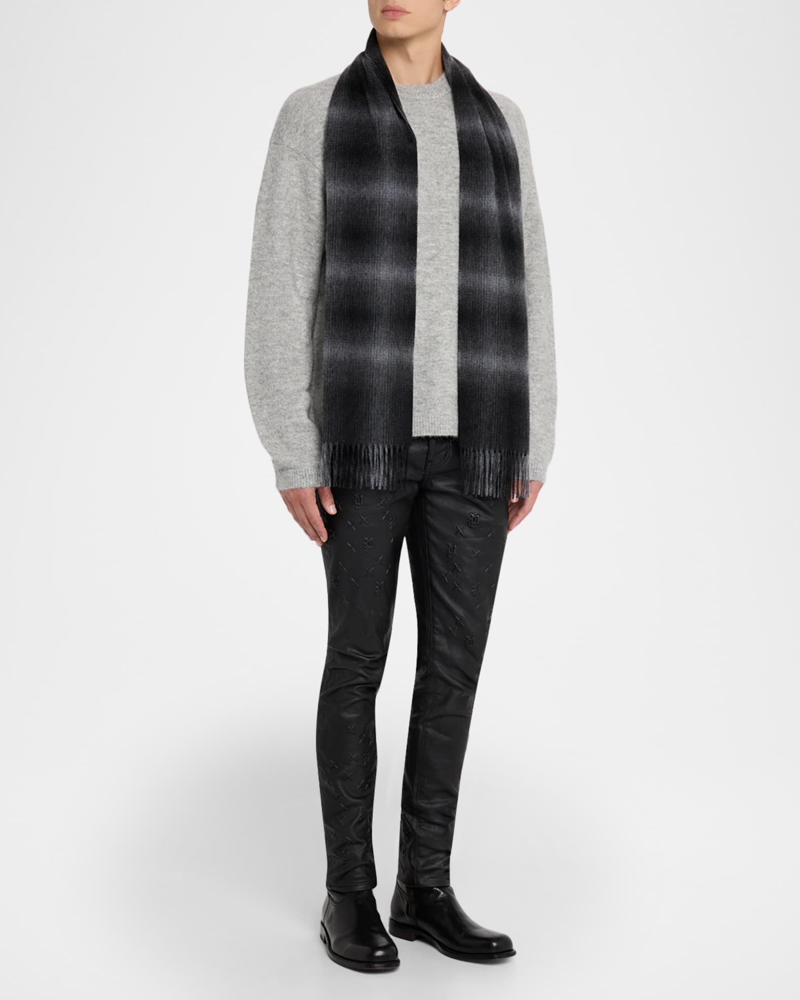 Neiman Marcus Men's Cashmere Gradient Plaid Scarf | Neiman Marcus