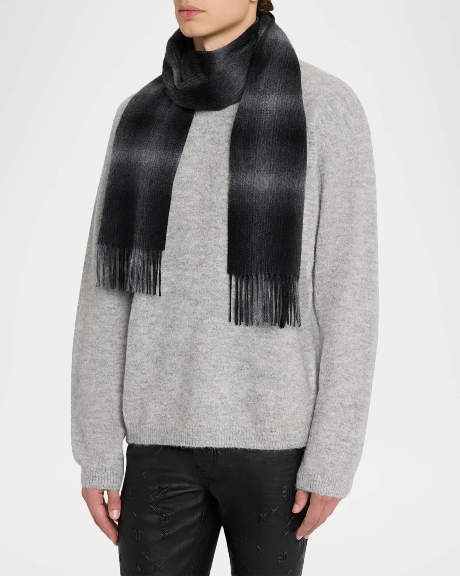 Neiman Marcus Men's Cashmere Gradient Plaid Scarf | Neiman Marcus