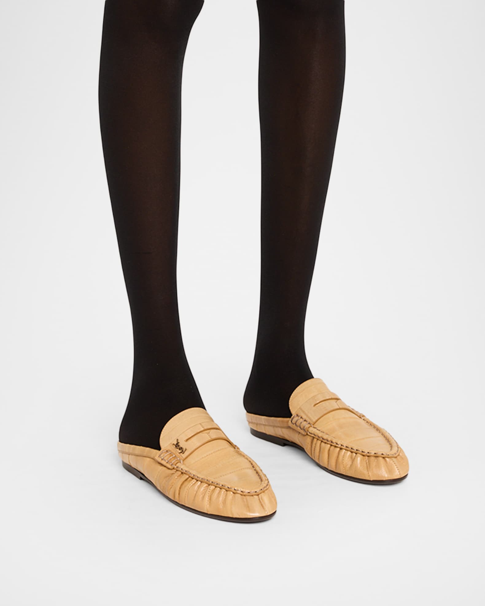 Saint Laurent Le Loafer Eel Leather Penny Loafer Mules | Neiman Marcus