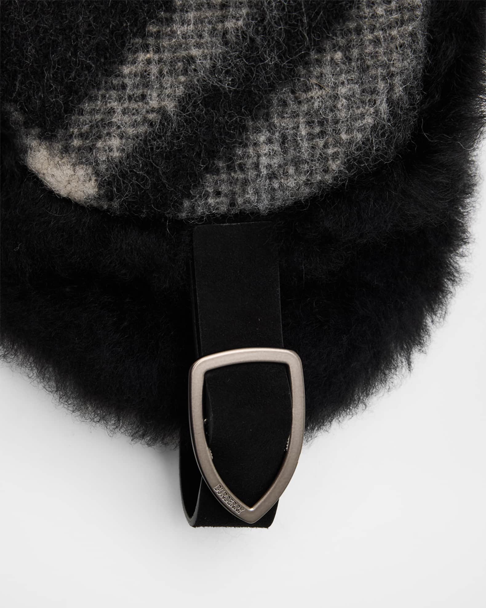 Burberry Check Wool & Shearling Trapper Hat | Neiman Marcus