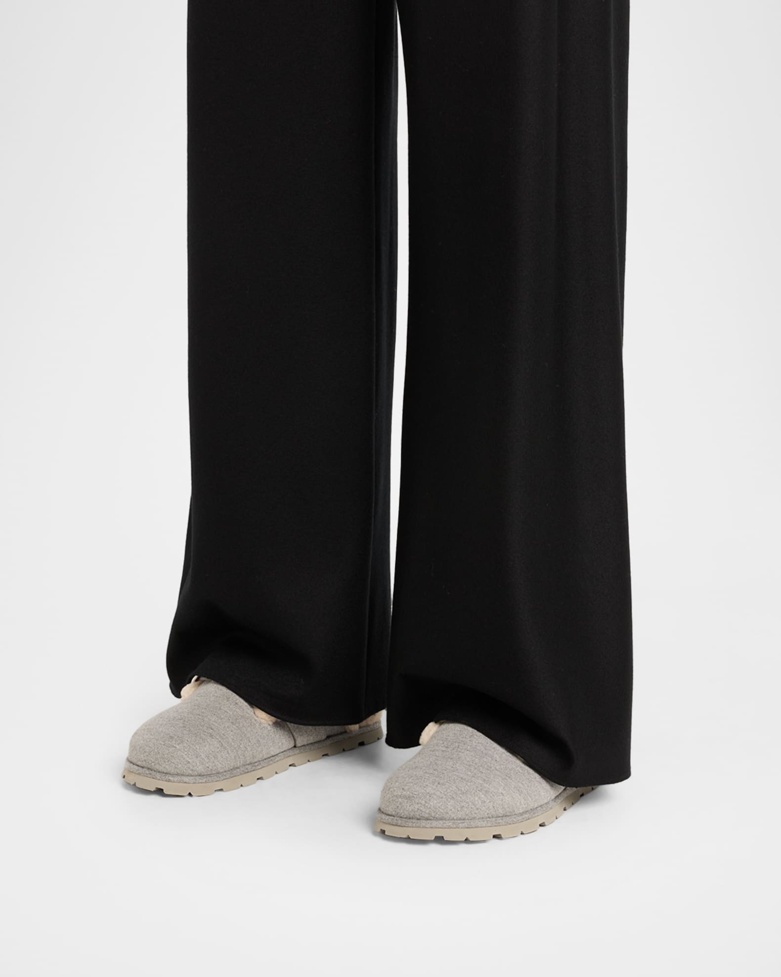 Stuart Weitzman Chrystie Shearling-Lined Flannel Mules | Neiman Marcus