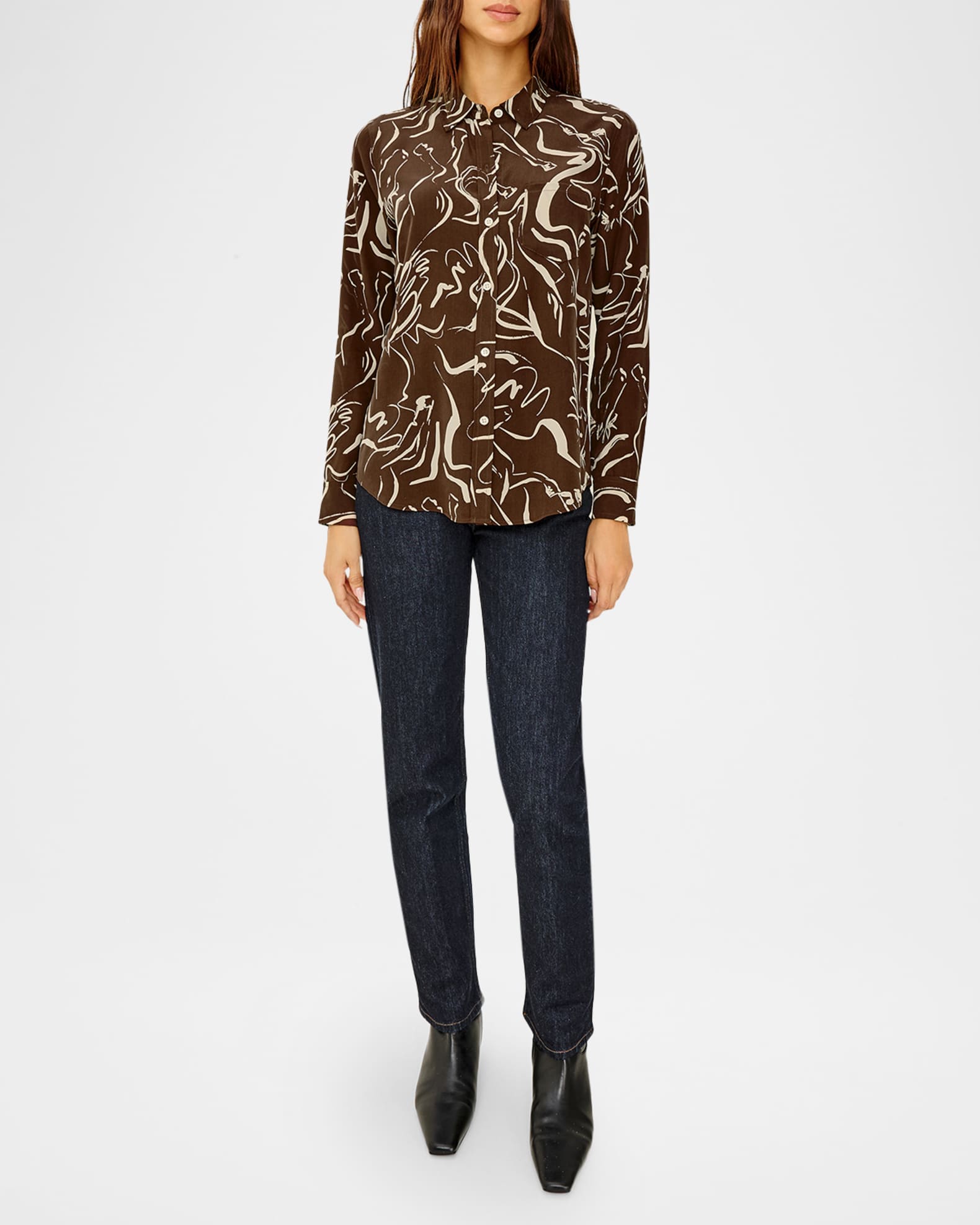 Rails Kate Silk Long-Sleeve Blouse | Neiman Marcus