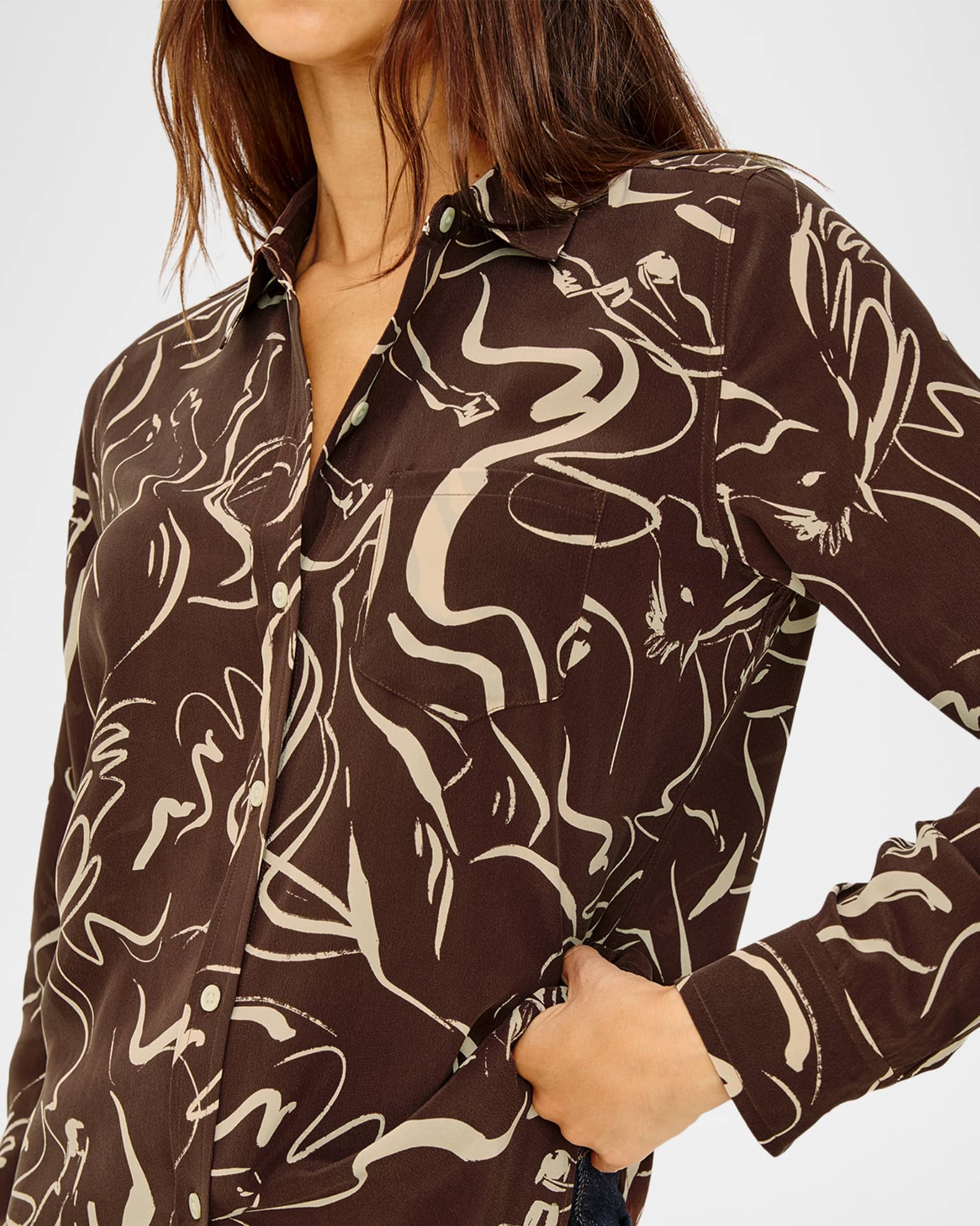 Rails Kate Silk Long-Sleeve Blouse | Neiman Marcus