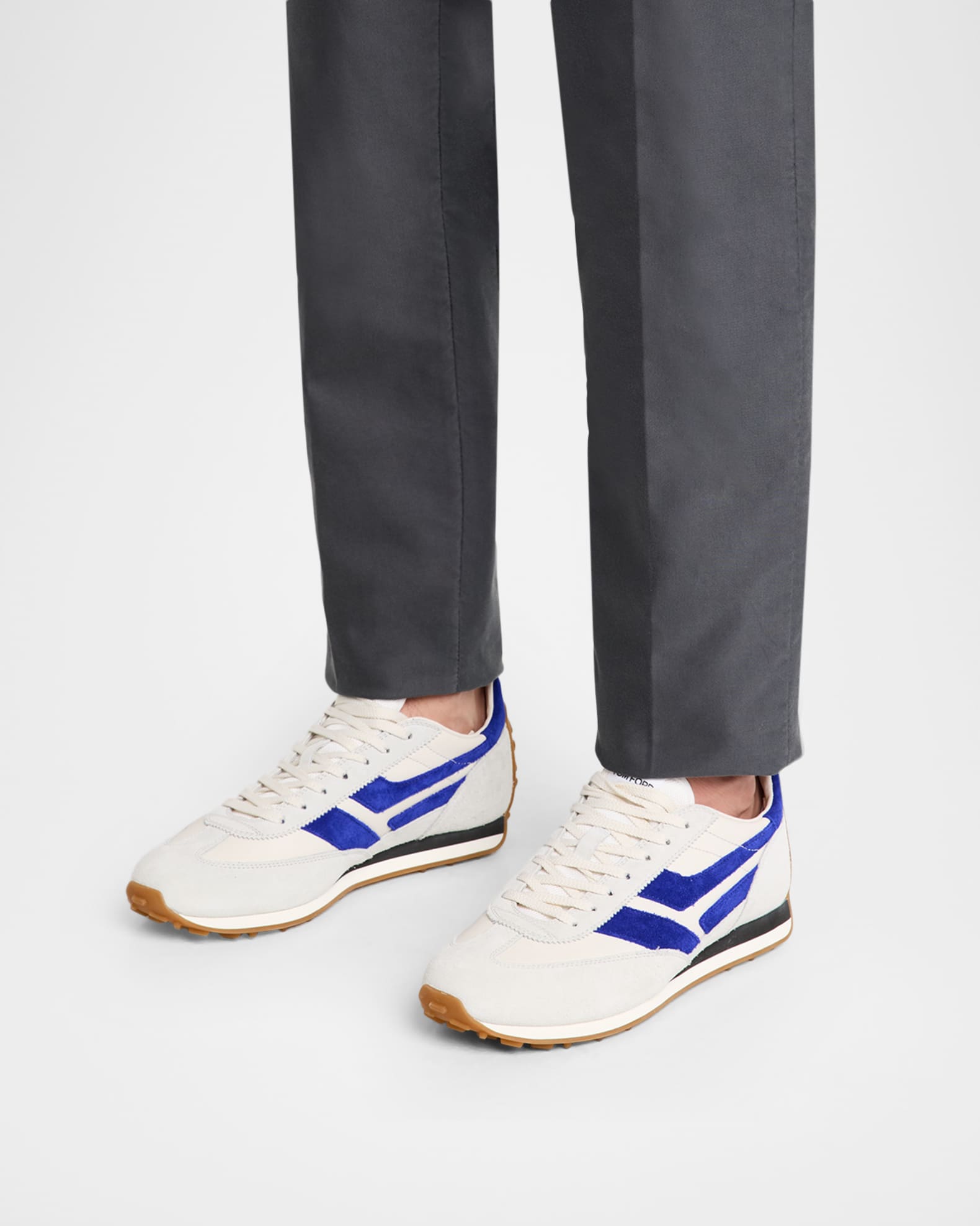 TOM FORD Men's Mick Leather and Suede Low-Top Sneakers | Neiman Marcus