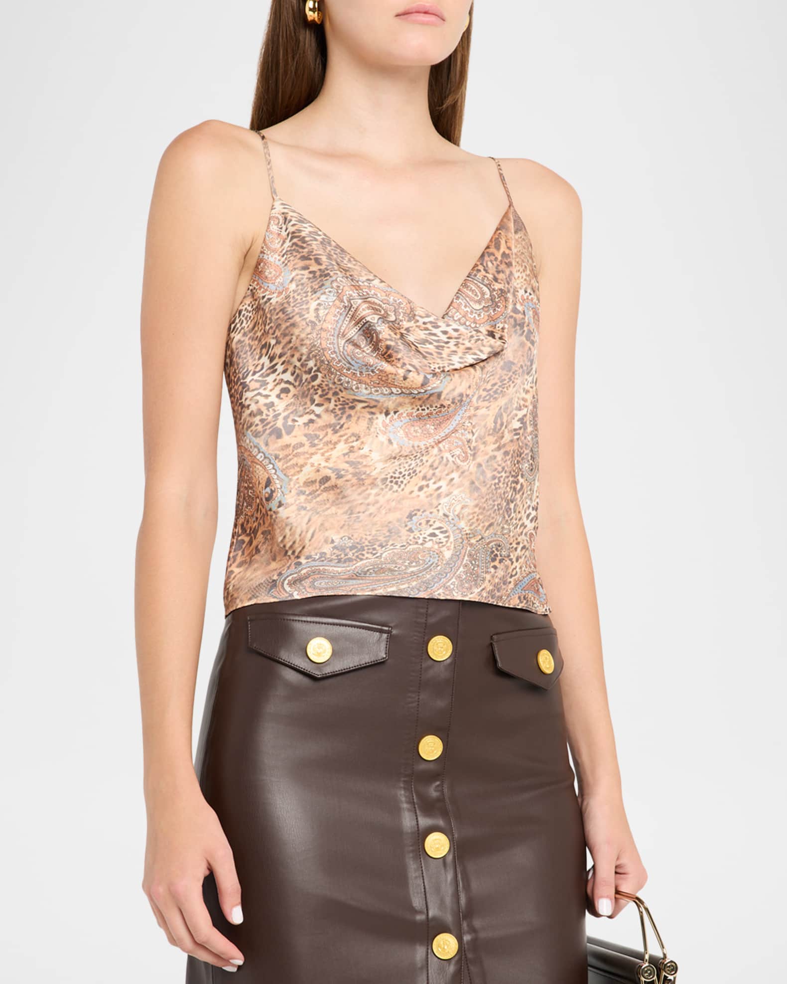 L'Agence Calista Satin Cowl-Neck Camisole | Neiman Marcus