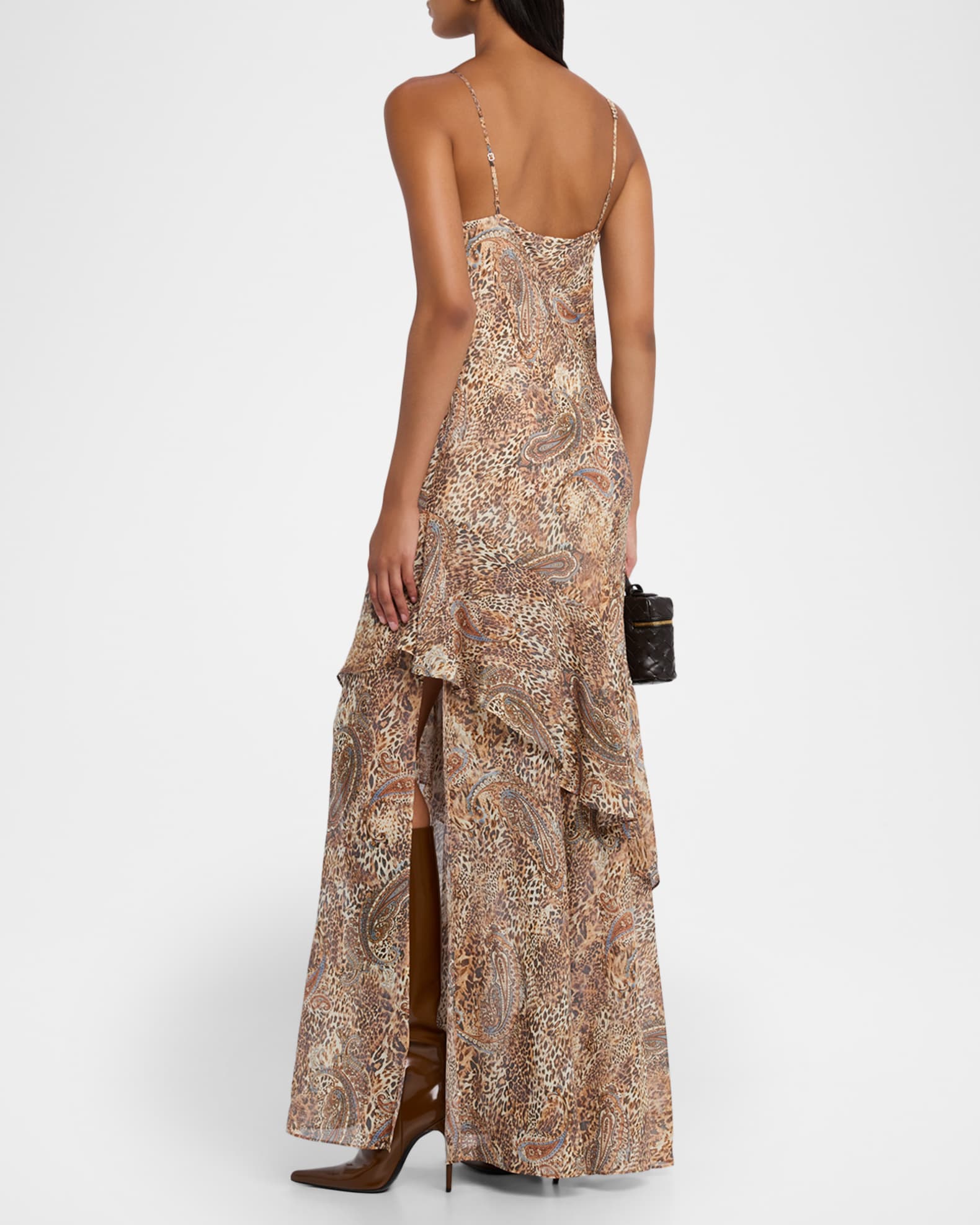 L'Agence Viola Leopard Paisley Silk Chiffon Gown | Neiman Marcus