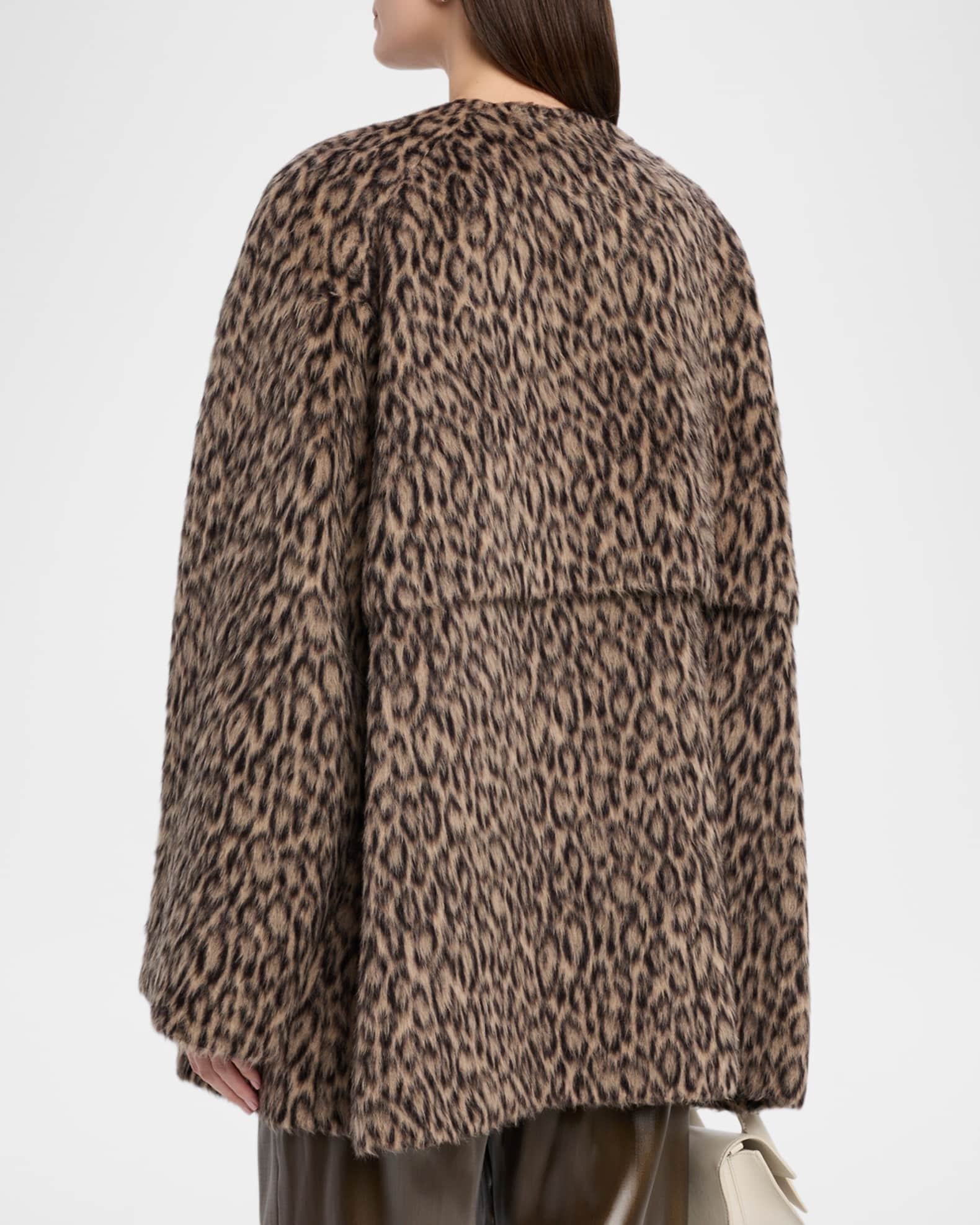 Emporio Armani Fuzzy Leopard-Print Peacoat | Neiman Marcus